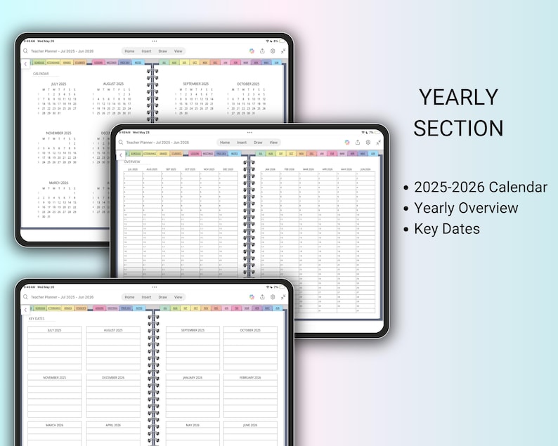 Onenote Teacher Planner Jul 2025 - Jun 2026, Weekly Lesson Planner ...