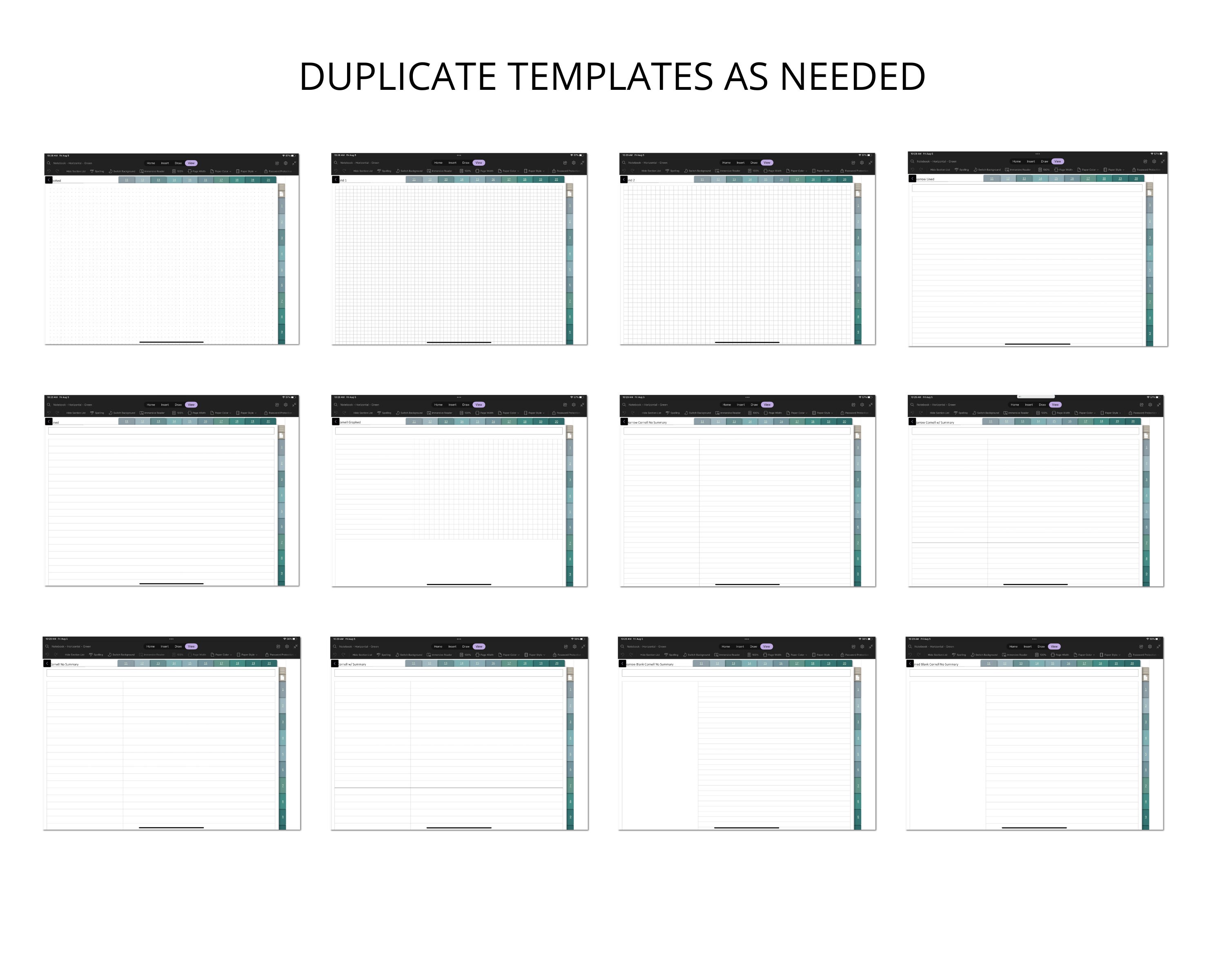 Onenote Notebook Digital, Onenote Notes Template Android, Onenote iPad ...