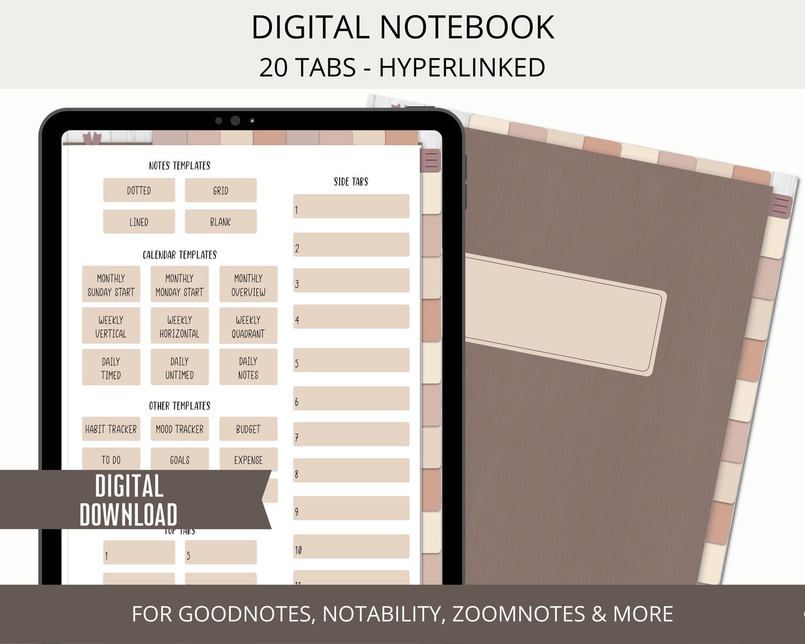 Digital Notebook Goodnotes, Digital Notebook With Tabs, Notebook for ...