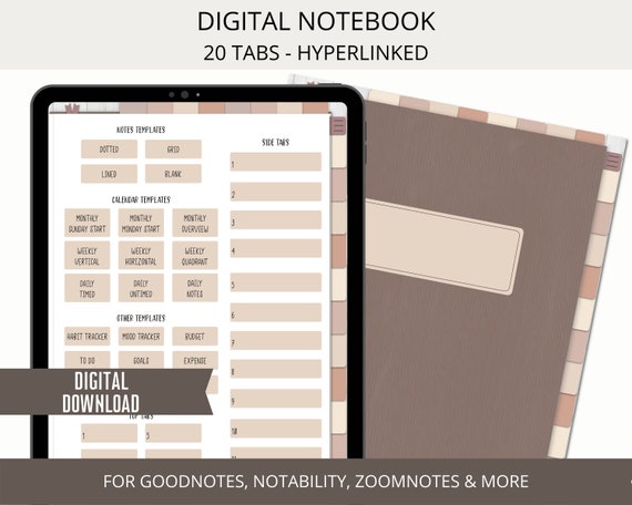 Digital Notebook Goodnotes Digital Notebook With Tabs - Etsy