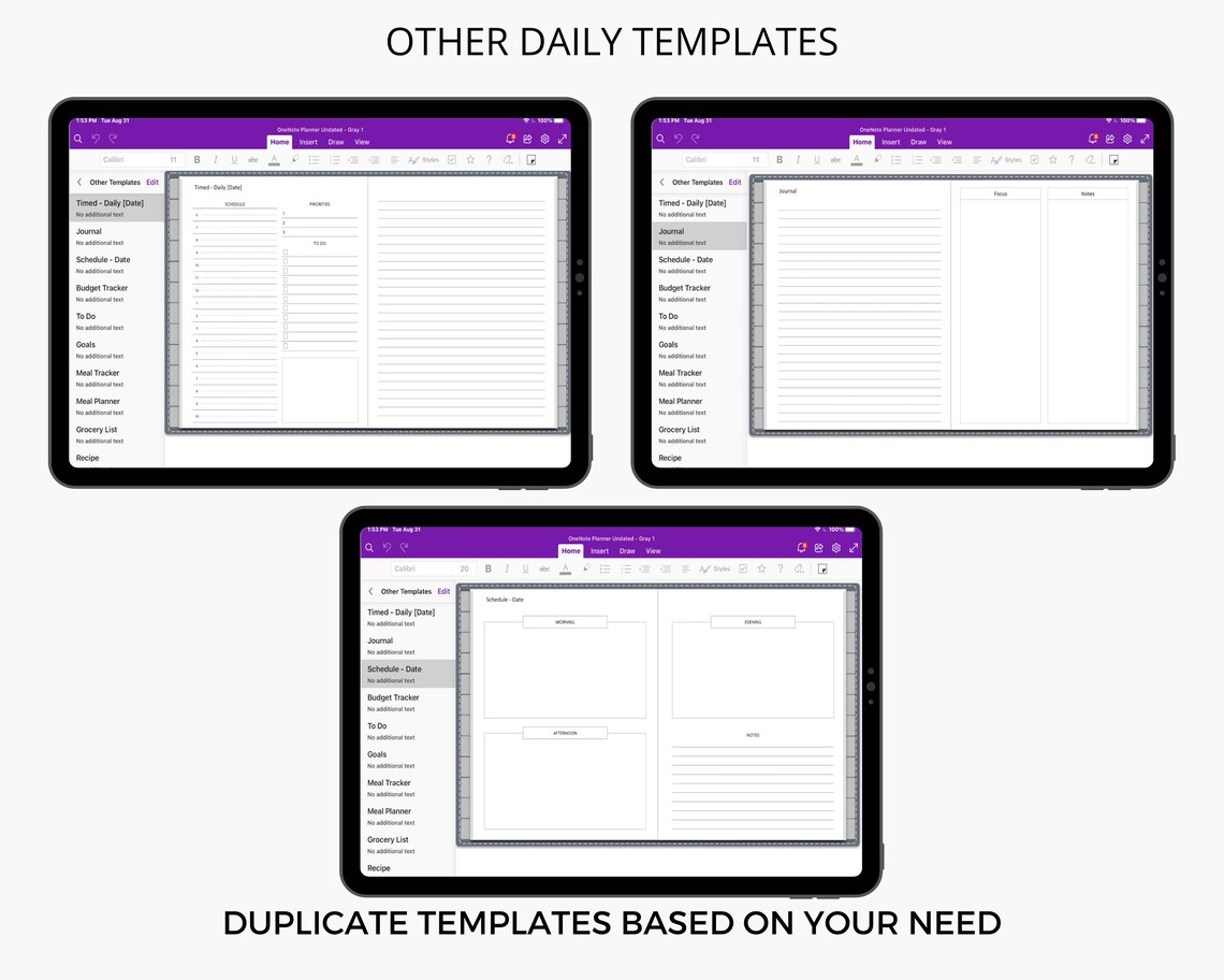 Onenote Digital Planner Undated Onenote Planner Daily Onenote - Etsy