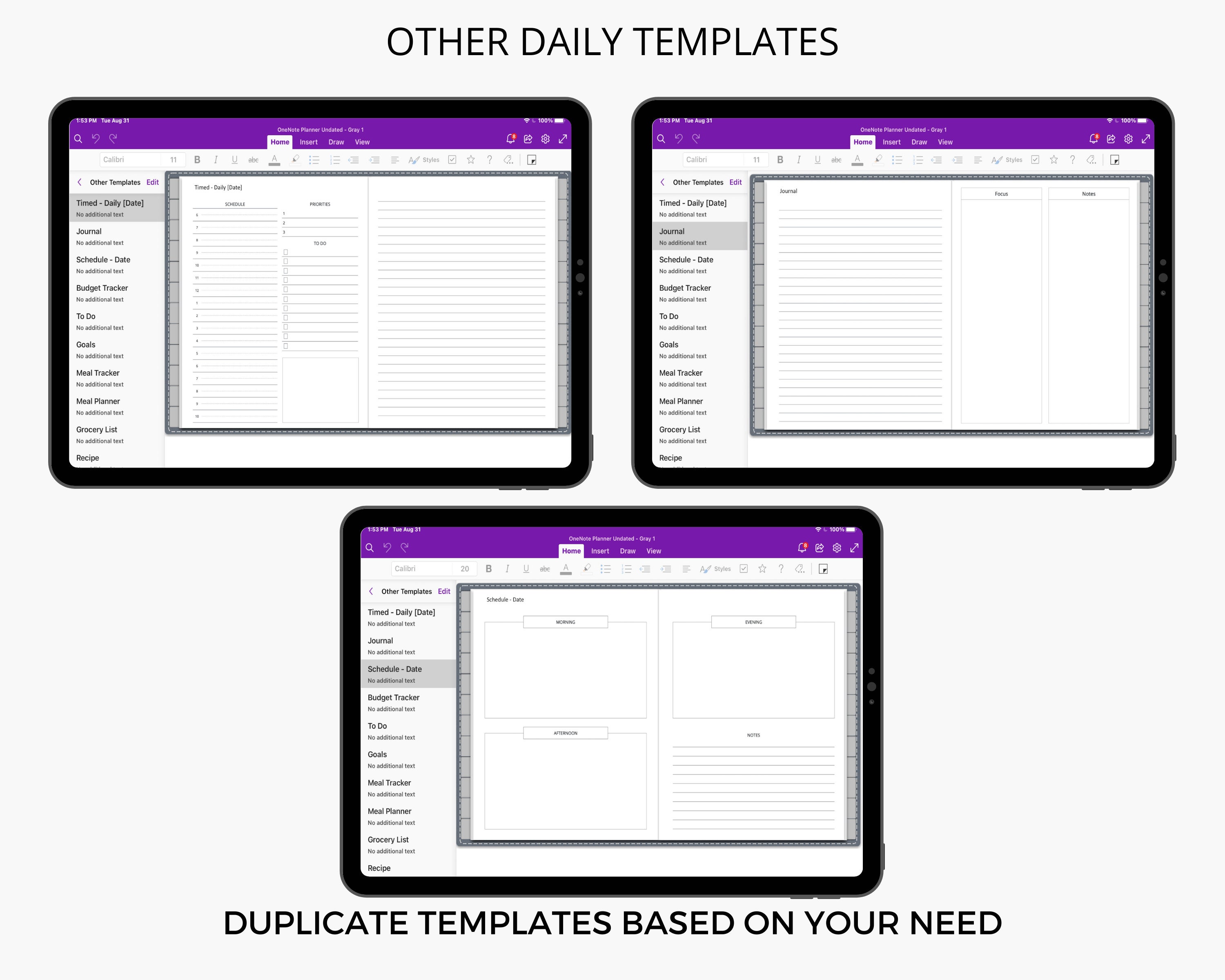 Onenote Digital Planner Undated Onenote Planner Daily Onenote - Etsy Canada