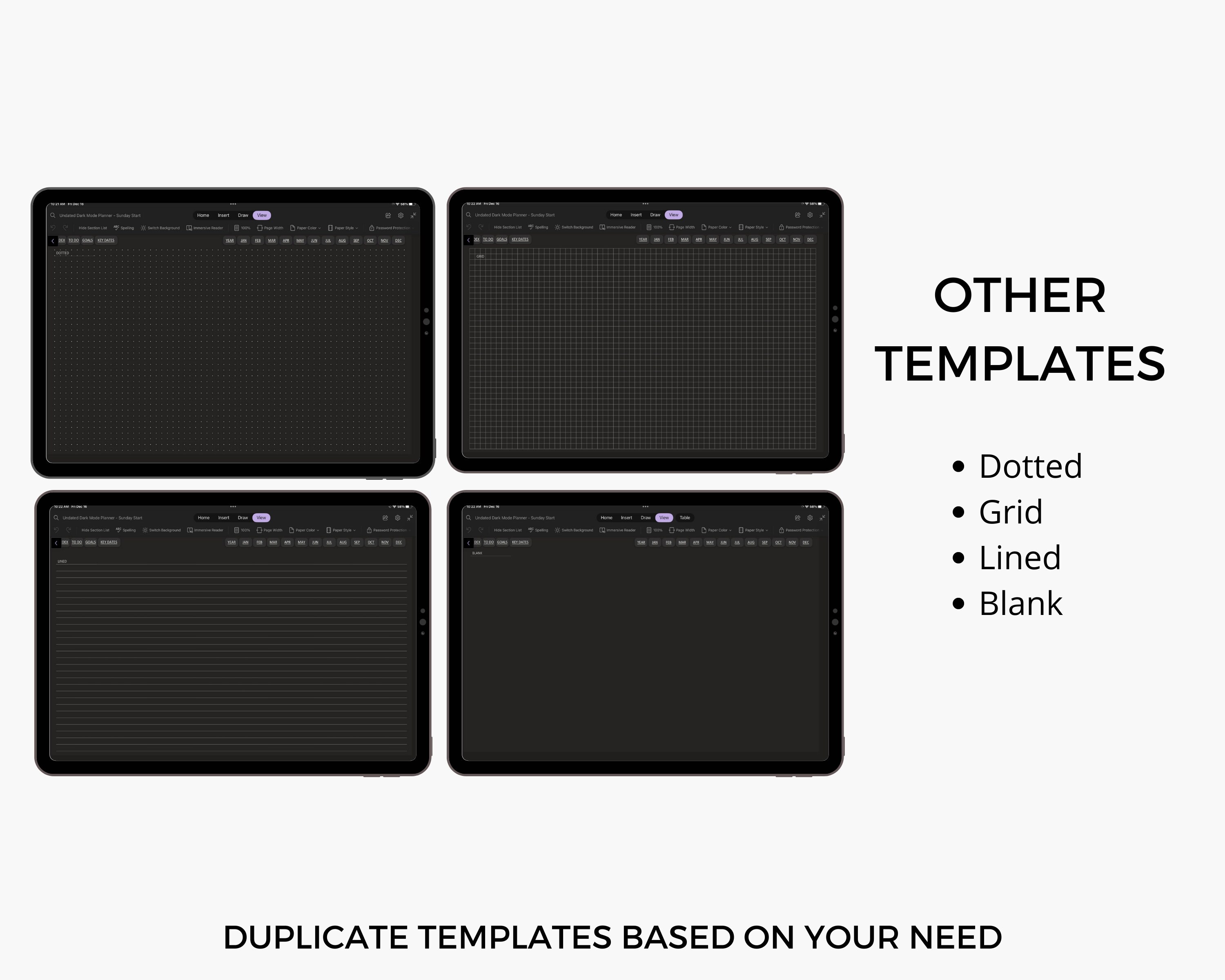 Undated Onenote Planner, Onenote Digital Planner, Dark Mode Onenote ...