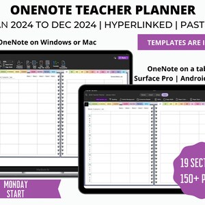 Onenote Teacher Planner, Onenote School Planner January Start, 2024 ...