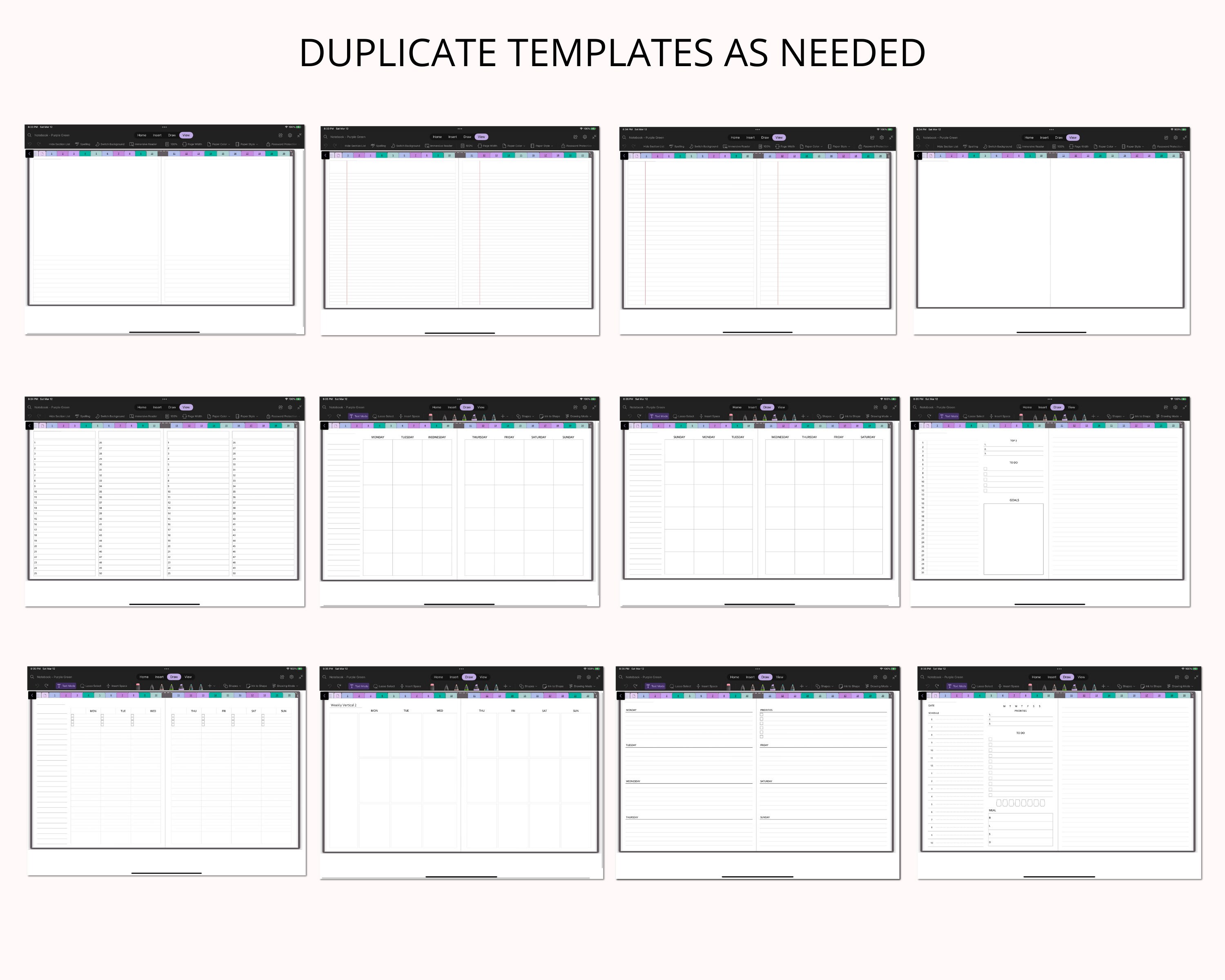 Onenote Digital Notebook, Onenote Notebook, Onenote Notes Template ...