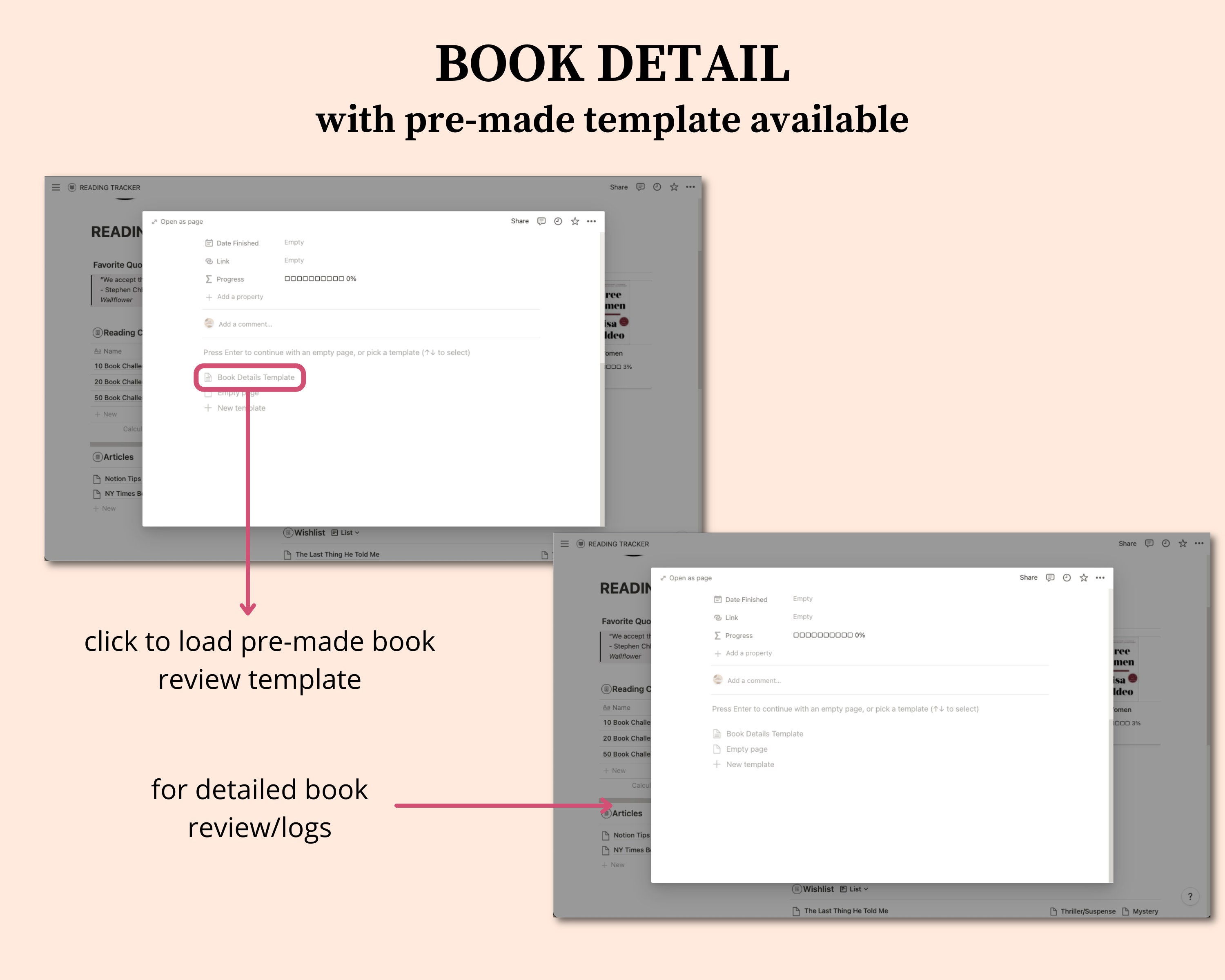 Notion Reading Template Notion Template Notion Book Tracker - Etsy