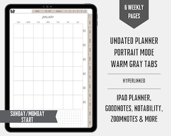 Goodnotes Monthly Planner Undated Digital Planner Notability | Etsy