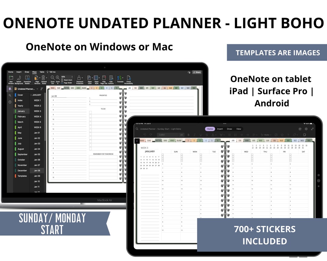 Onenote Planner Undated, Onenote Digital Planner Template, Daily ...