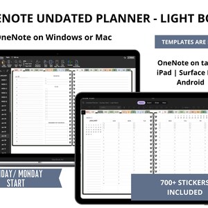 Onenote Planner Undated, Onenote Digital Planner Template, Daily ...