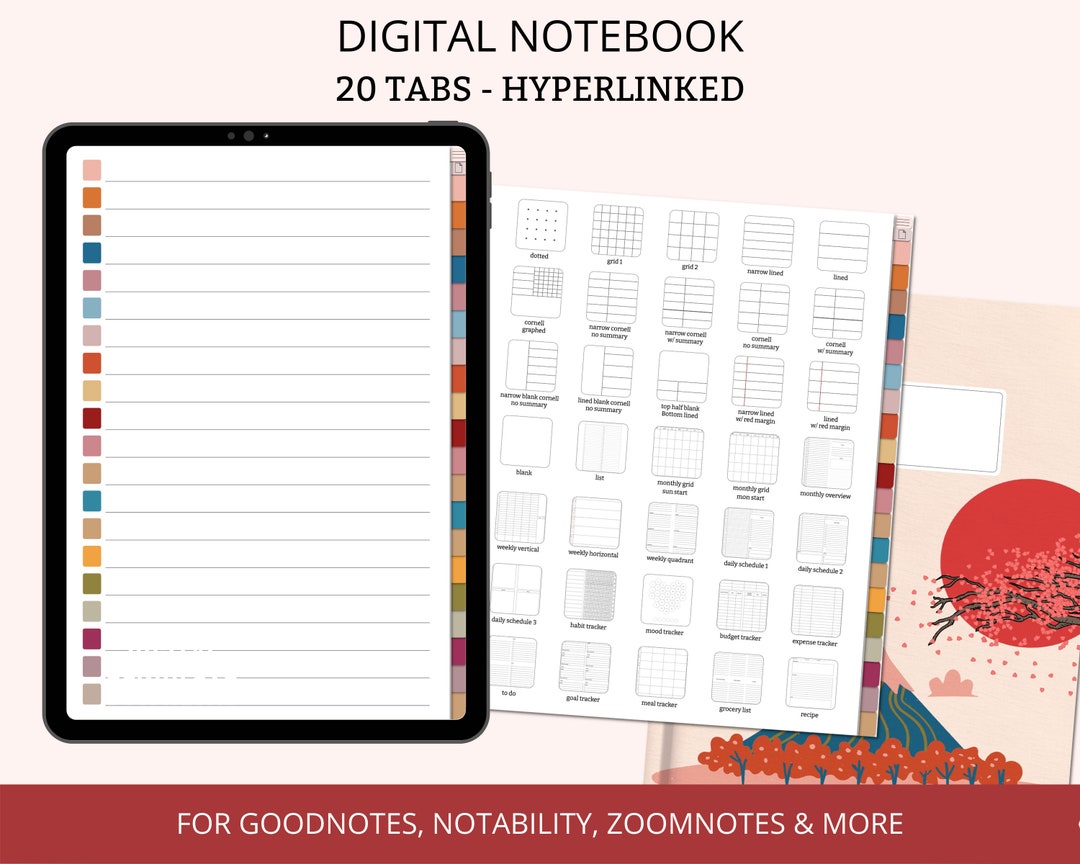 Digital Notebook 20 Tabs, Digital Notebook for Ipad, Hyperlinked Tablet ...