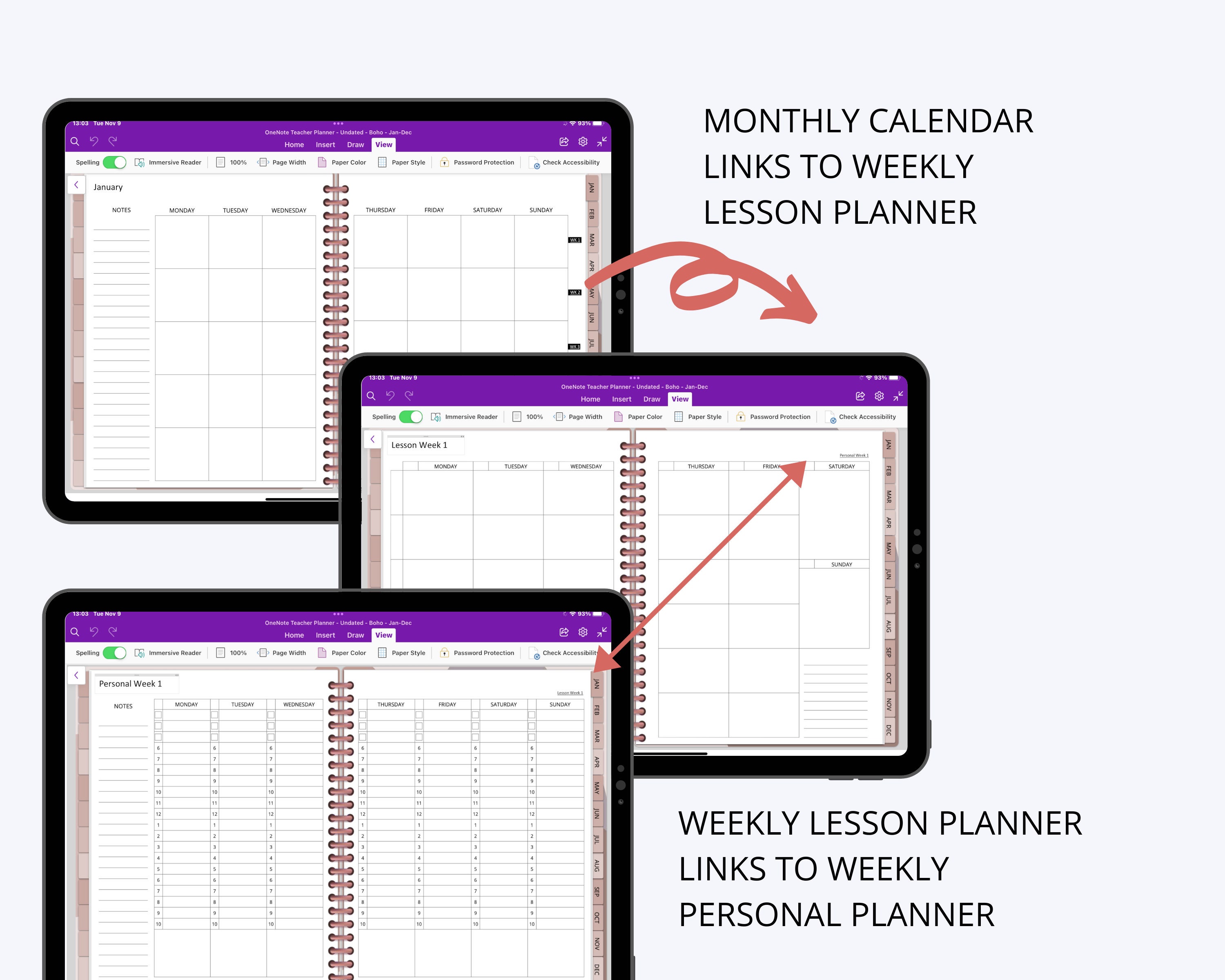 Onenote Teacher Planner Weekly Lesson Planner Undated - Etsy