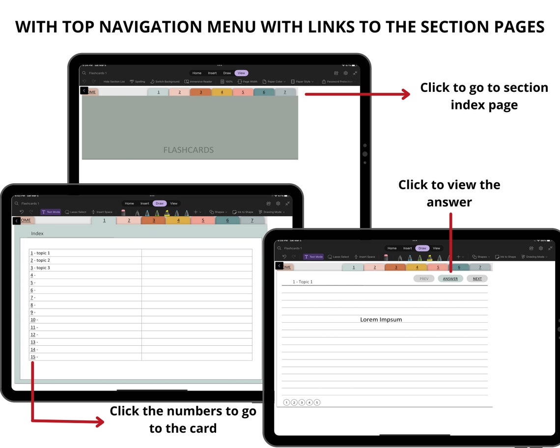 Onenote Flash Cards Template, Onenote Digital Flashcards, Onenote ...