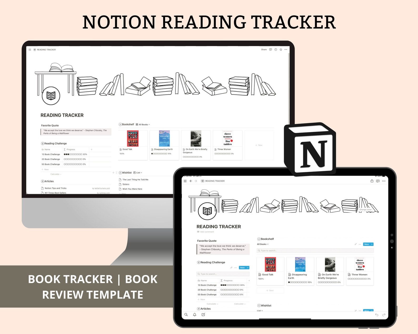 Notion Reading Template Notion Template Notion Book Tracker - Etsy