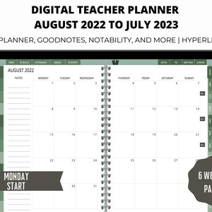 Digital Teacher Planner, August Start Teacher Digital Planner 2022-2023 ...
