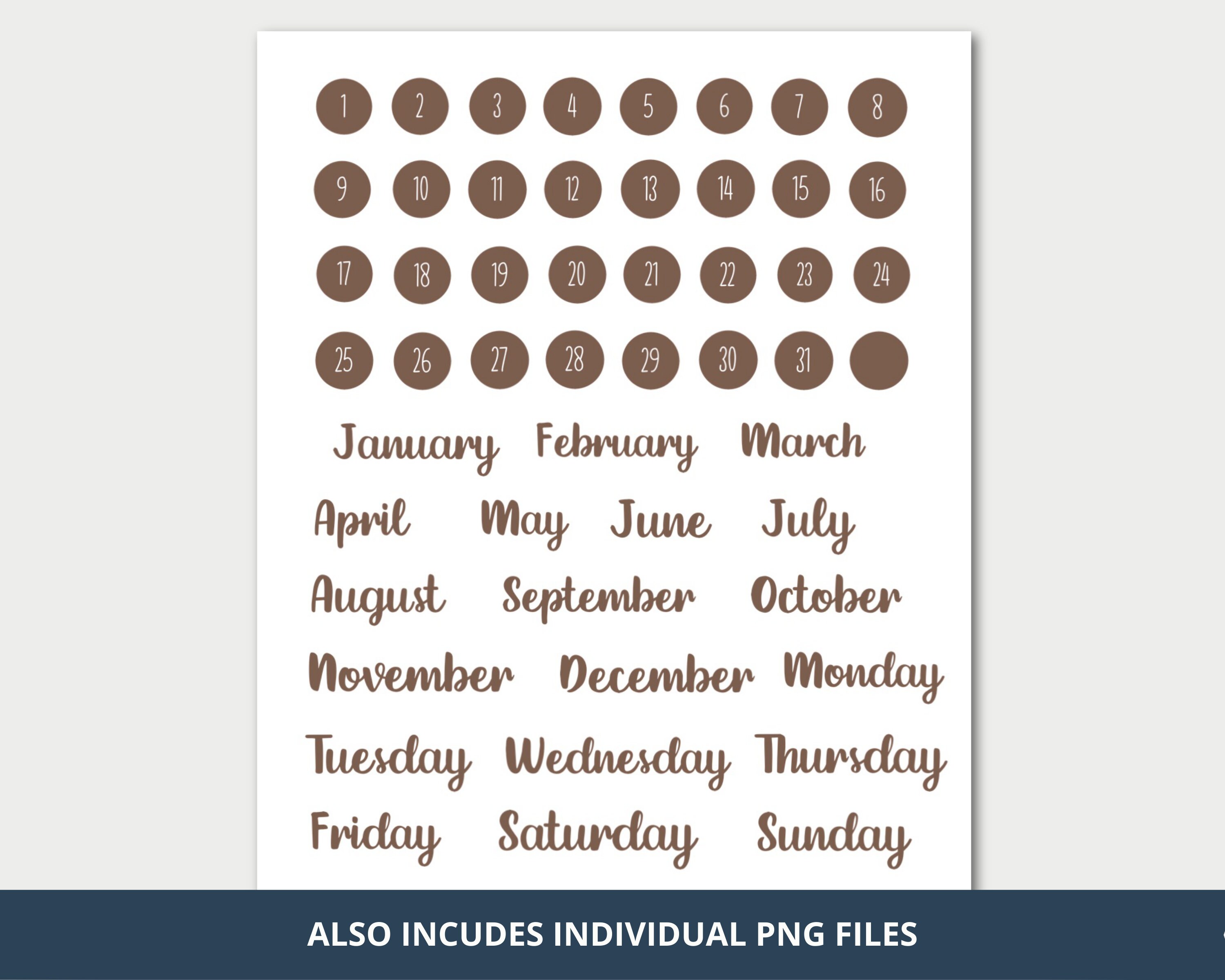 Digital Planner Sticker Goodnotes, Precropped Goodnotes Stickers, Dates ...