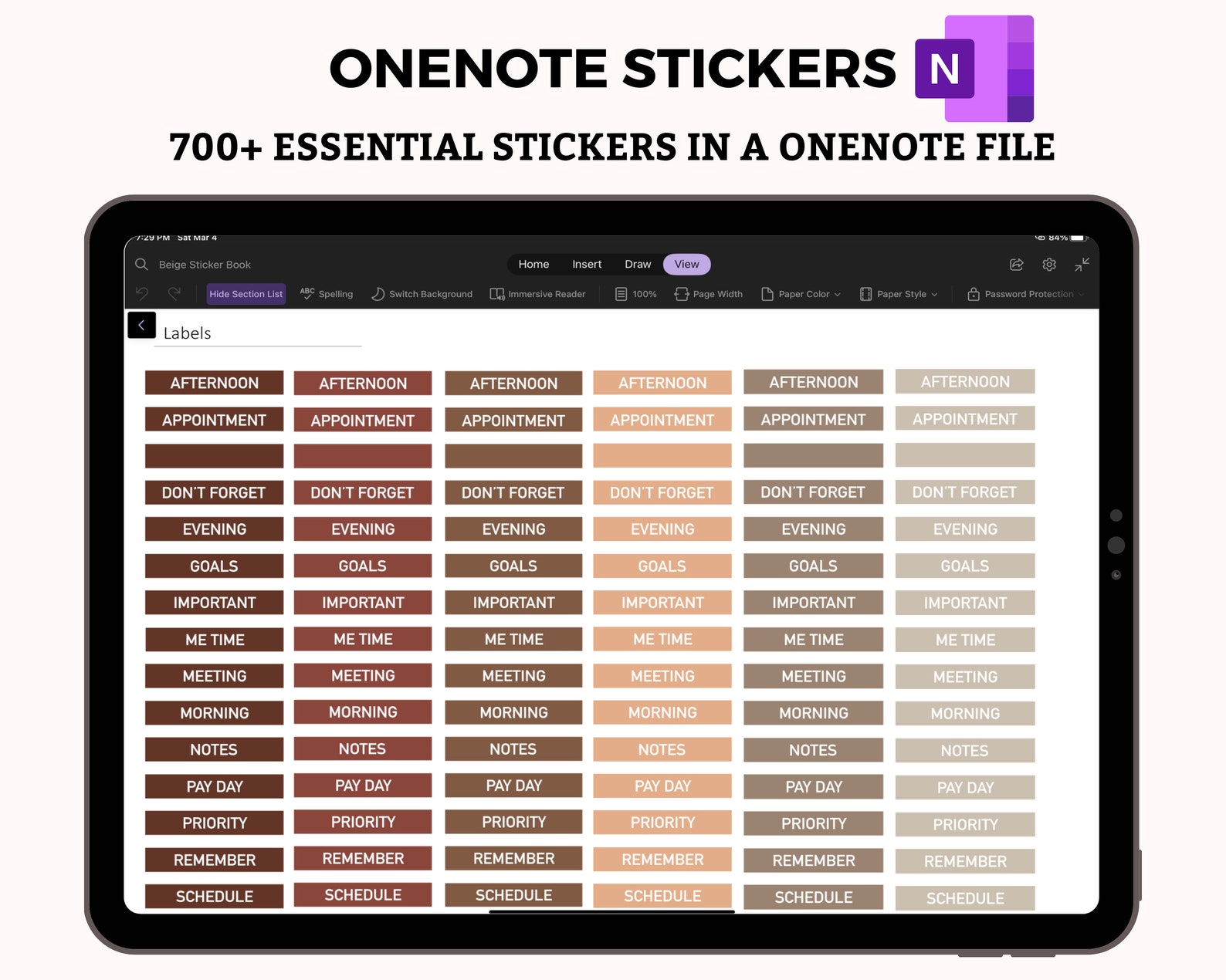 Onenote Digital Stickers, Onenote Planner Stickers, Onenote Beige ...