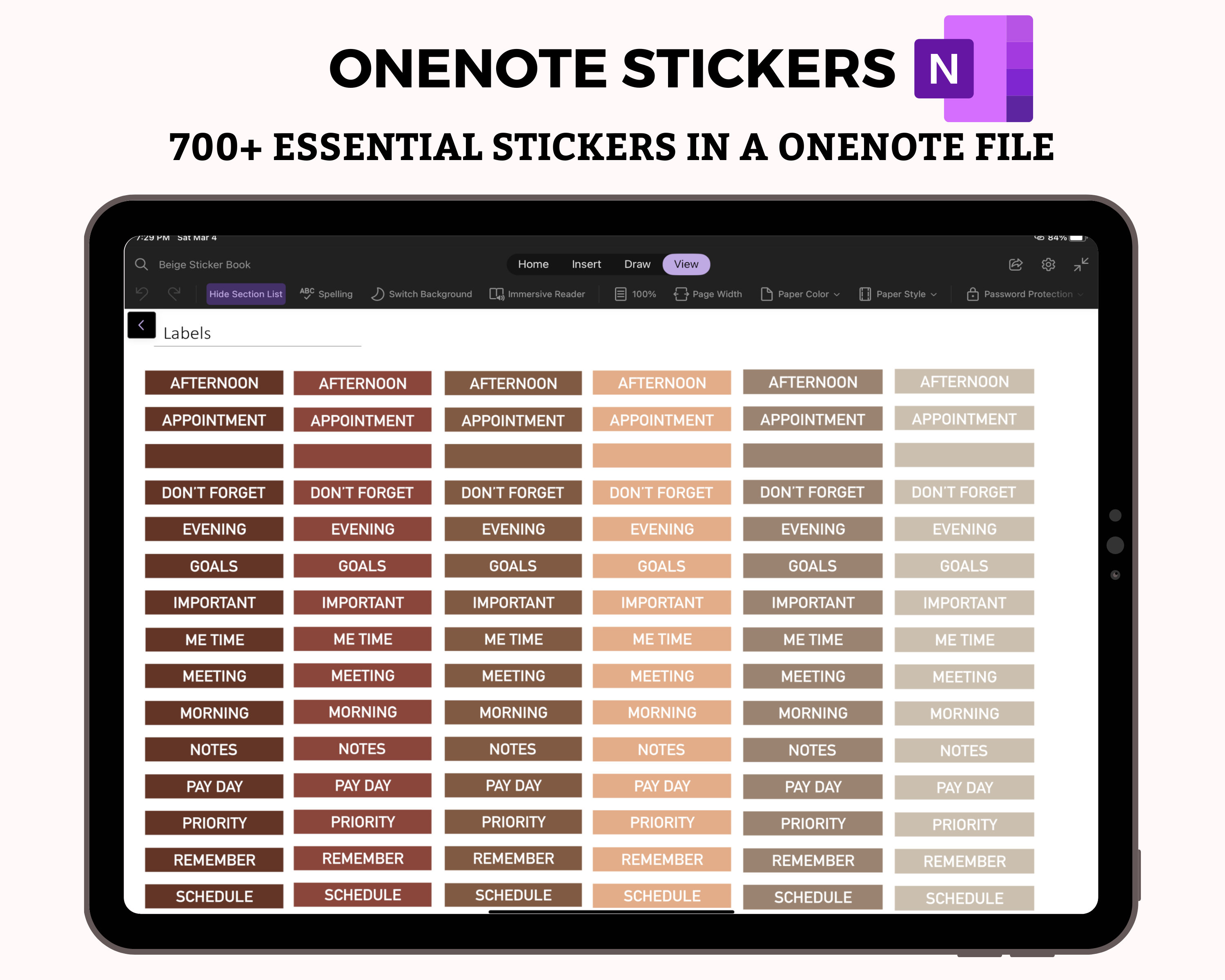 Onenote Digital Stickers, Onenote Planner Stickers, Onenote Beige ...