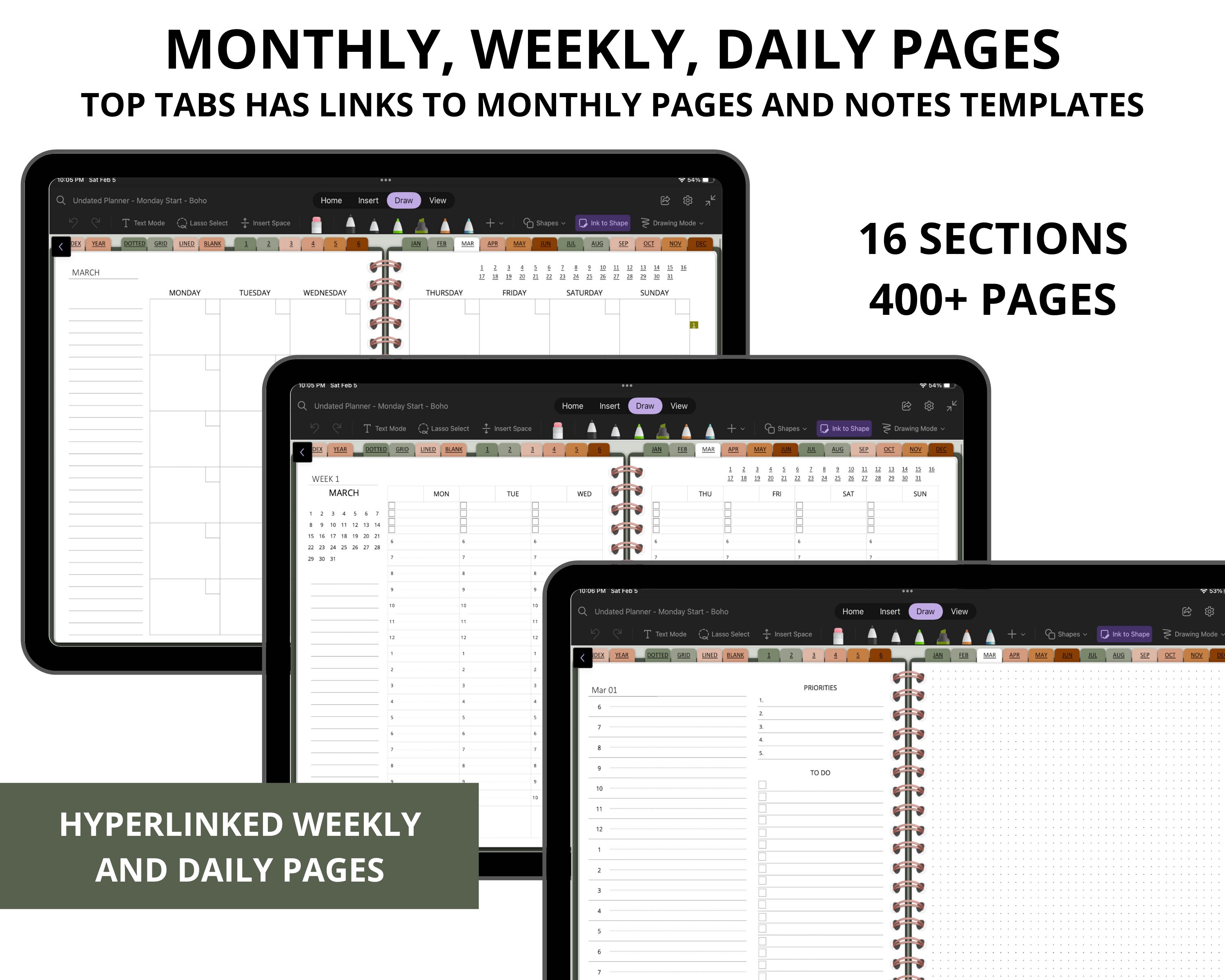 Onenote Undated Digital Planner Onenote Planner Undated - Etsy