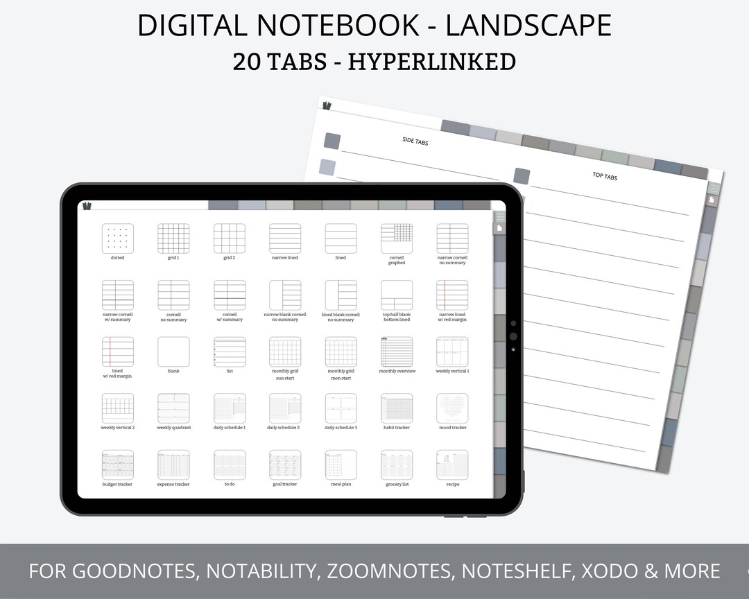 Digital Notebook Goodnotes, Digital Notebook Landscape, Digital ...
