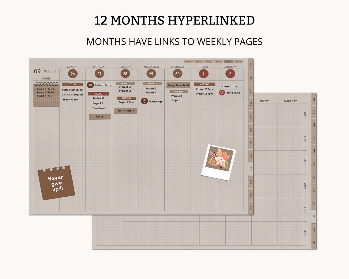 Digital Planner Undated Simple Digital Planner Monthly - Etsy