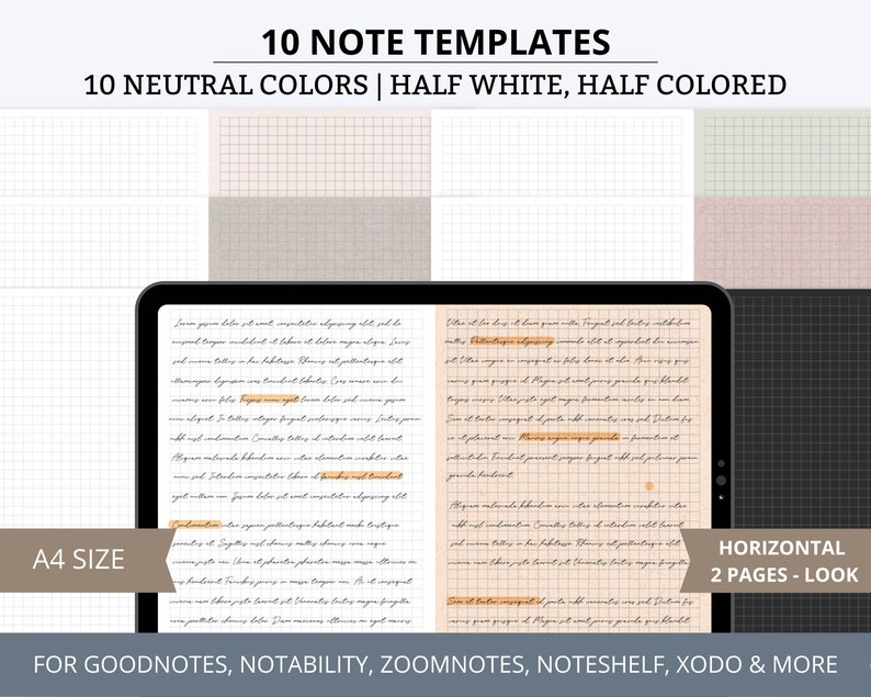 Digital Note Template, Goodnotes Paper Inserts, Notability Template ...