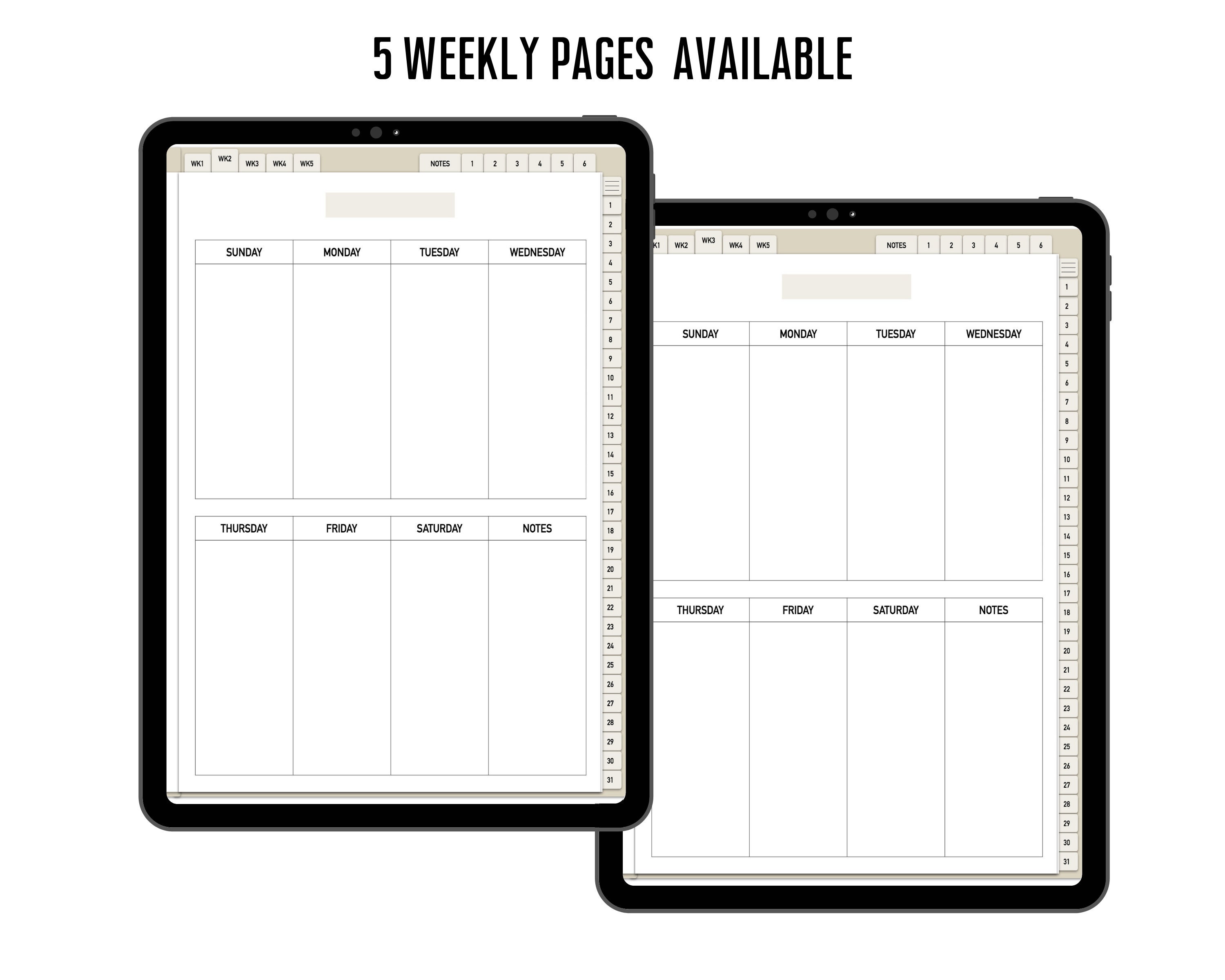 One Month Digital Planner Undated, Goodnotes Planner, iPad Planner ...