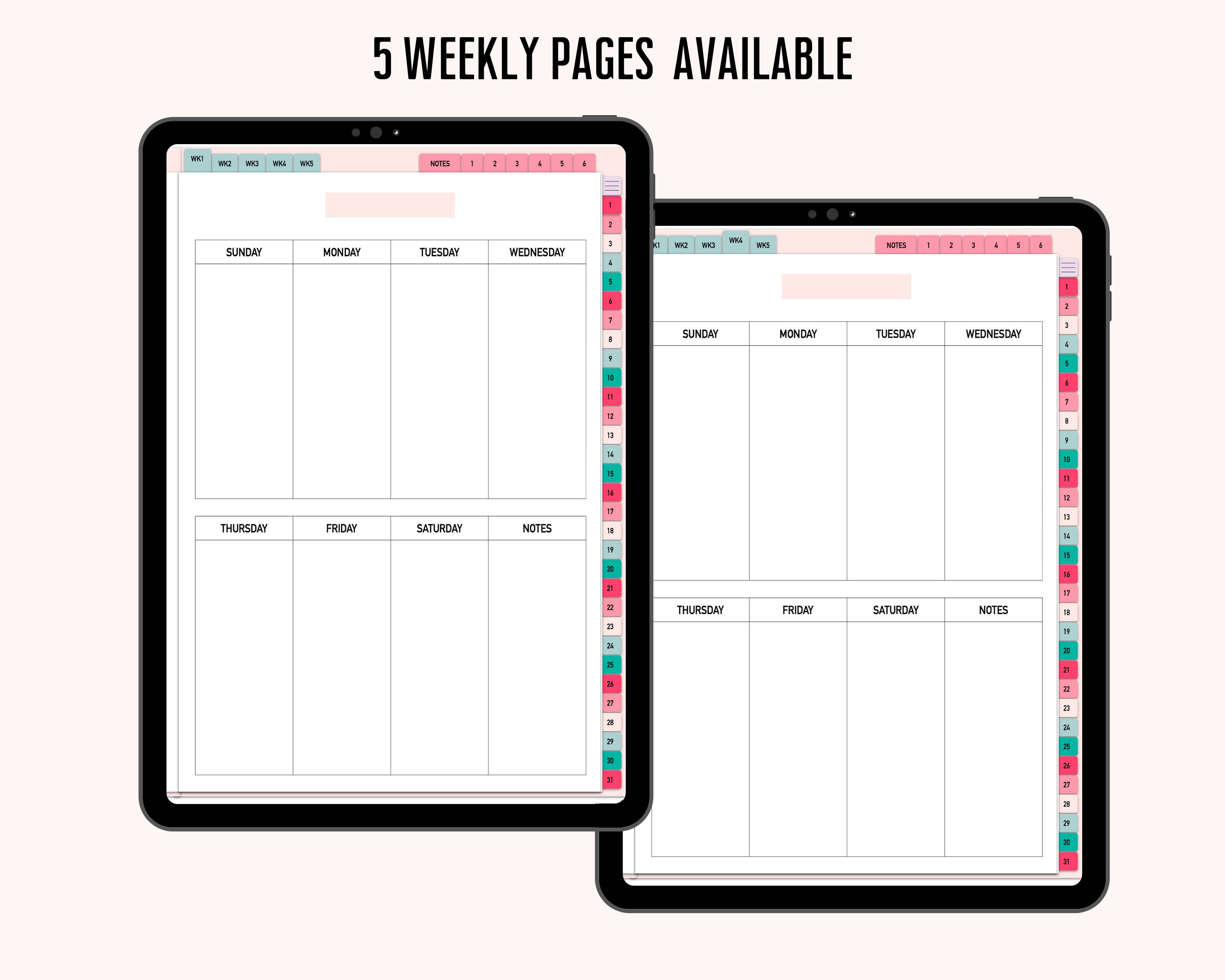 One Month Digital Planner Undated Goodnotes Planner Ipad - Etsy