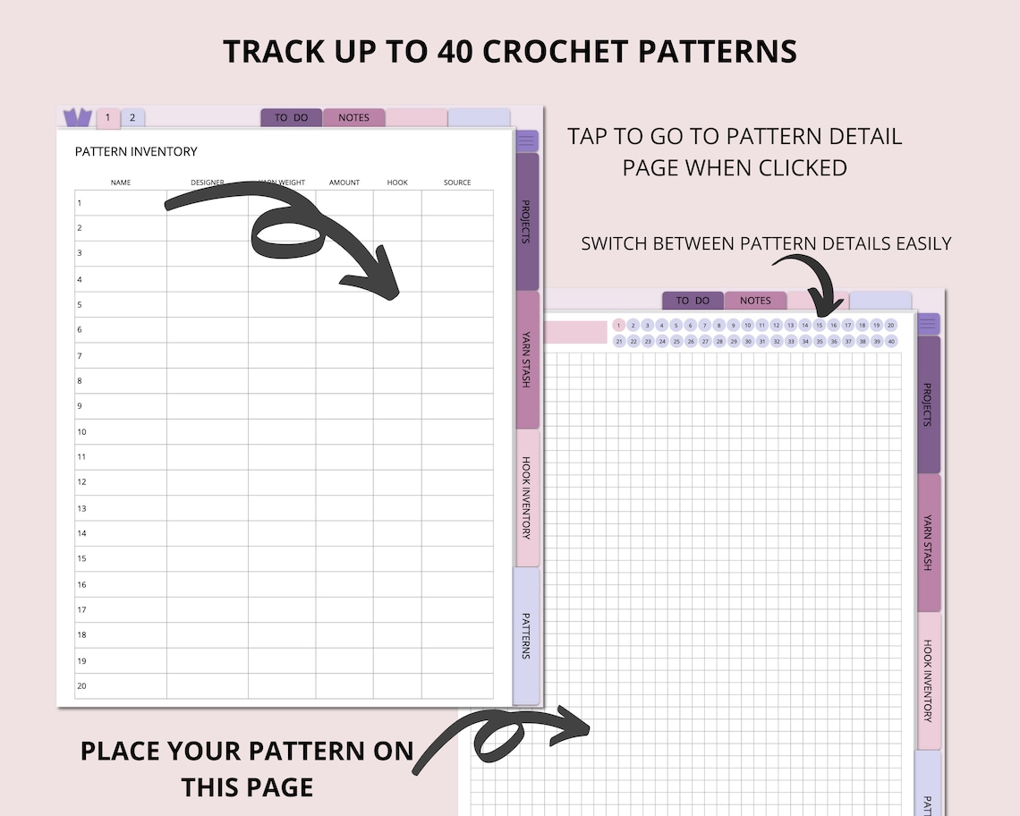 Crochet Pattern Journal Digital Crochet Notebook Crochet - Etsy