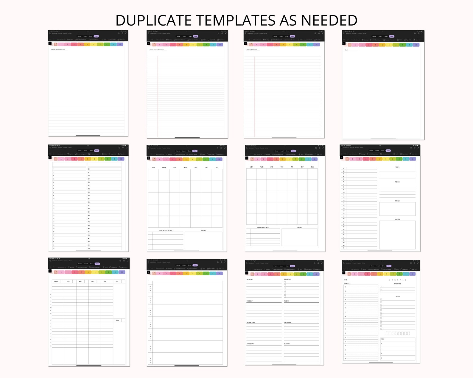 Onenote Notebook Portrait Onenote Notes Template Onenote - Etsy