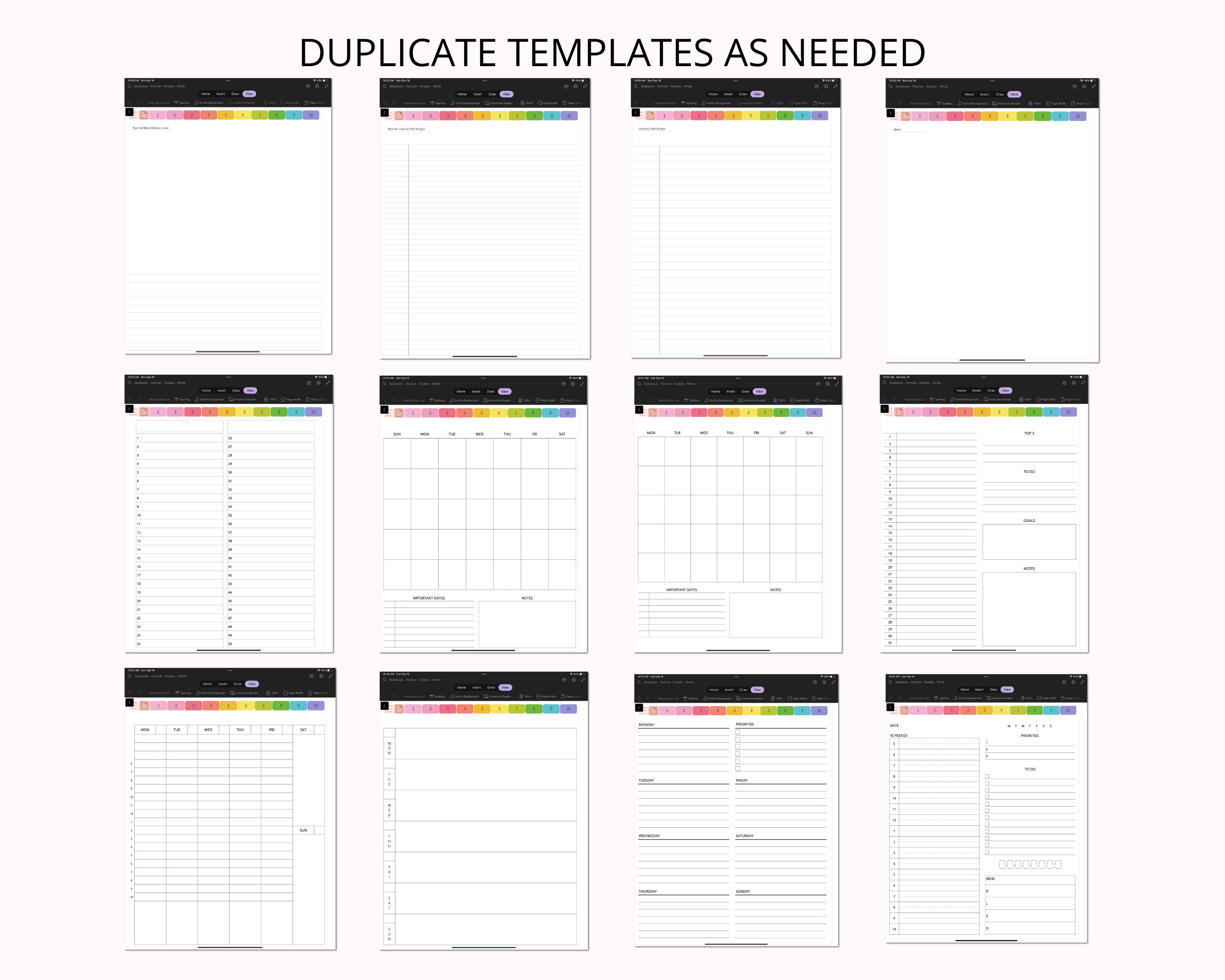 Onenote Notebook Portrait Onenote Notes Template Onenote - Etsy