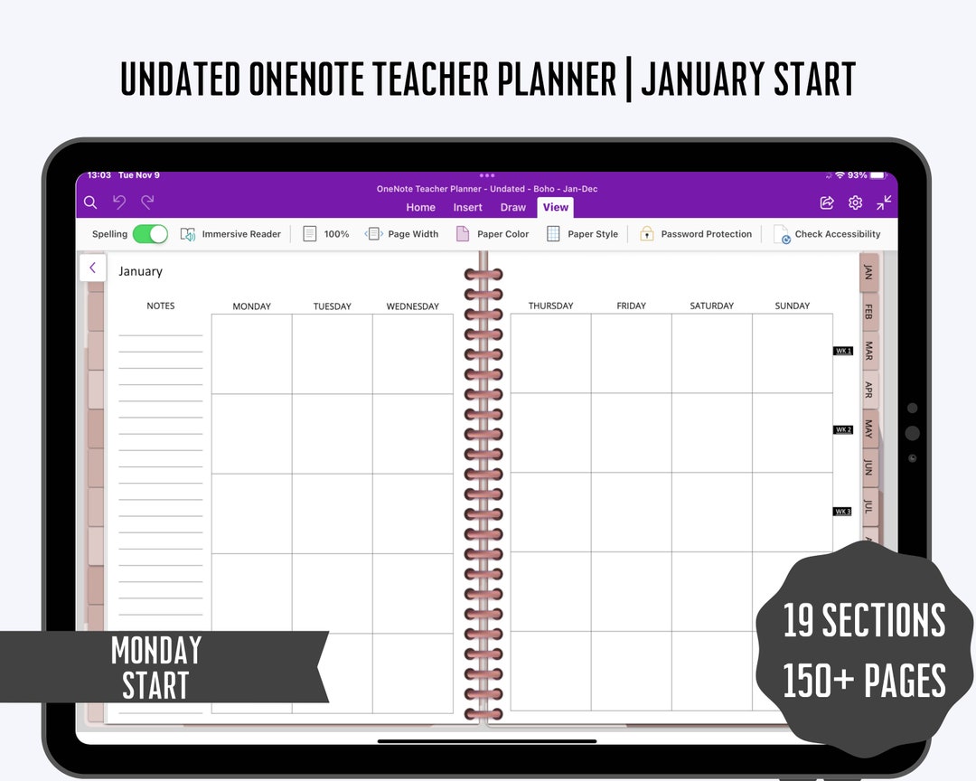 Onenote Teacher Planner, Weekly Lesson Planner, Undated Teacher Planner ...