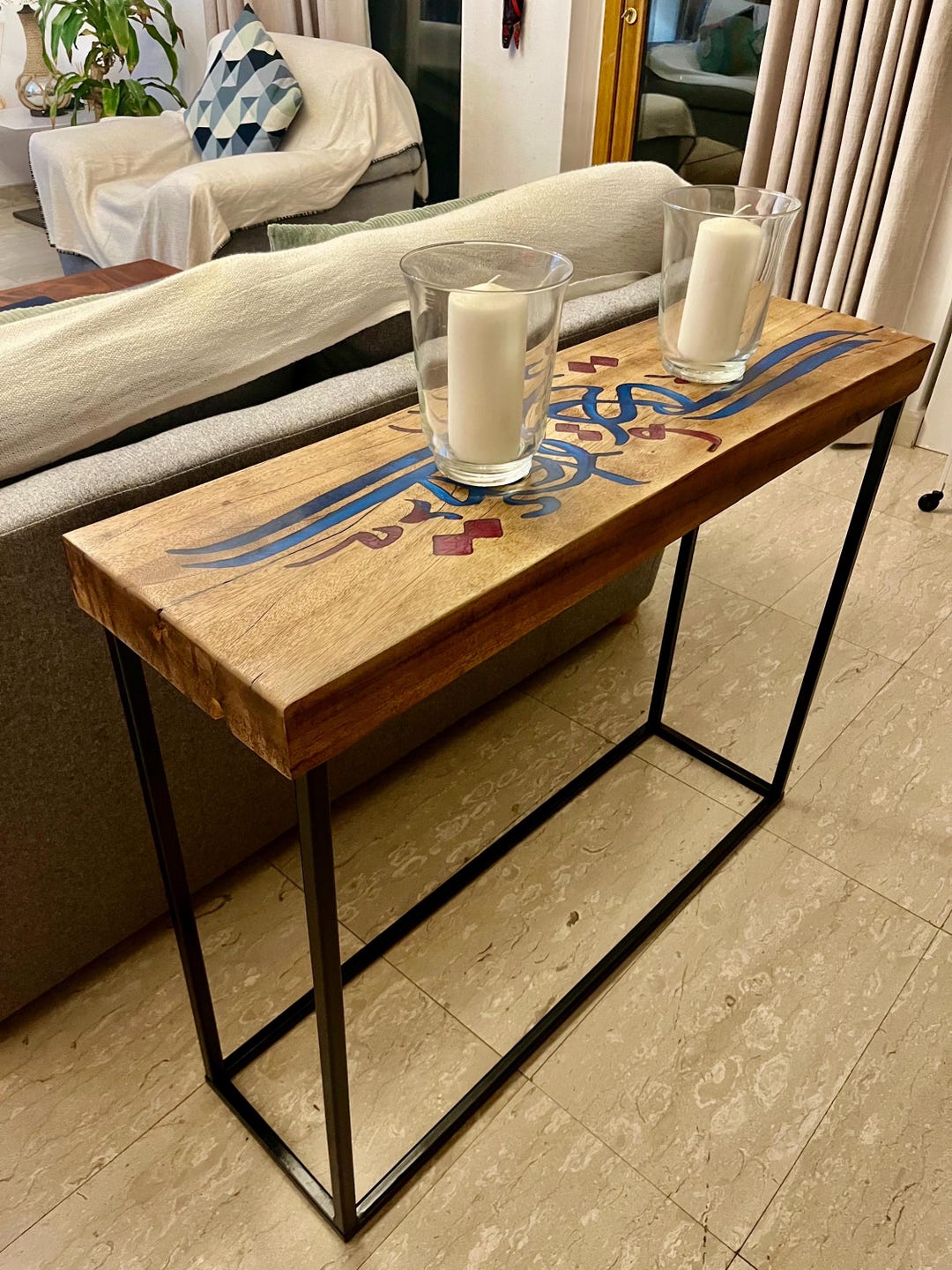 Hand Engraved Arabic Calligraphy Console Table - Etsy