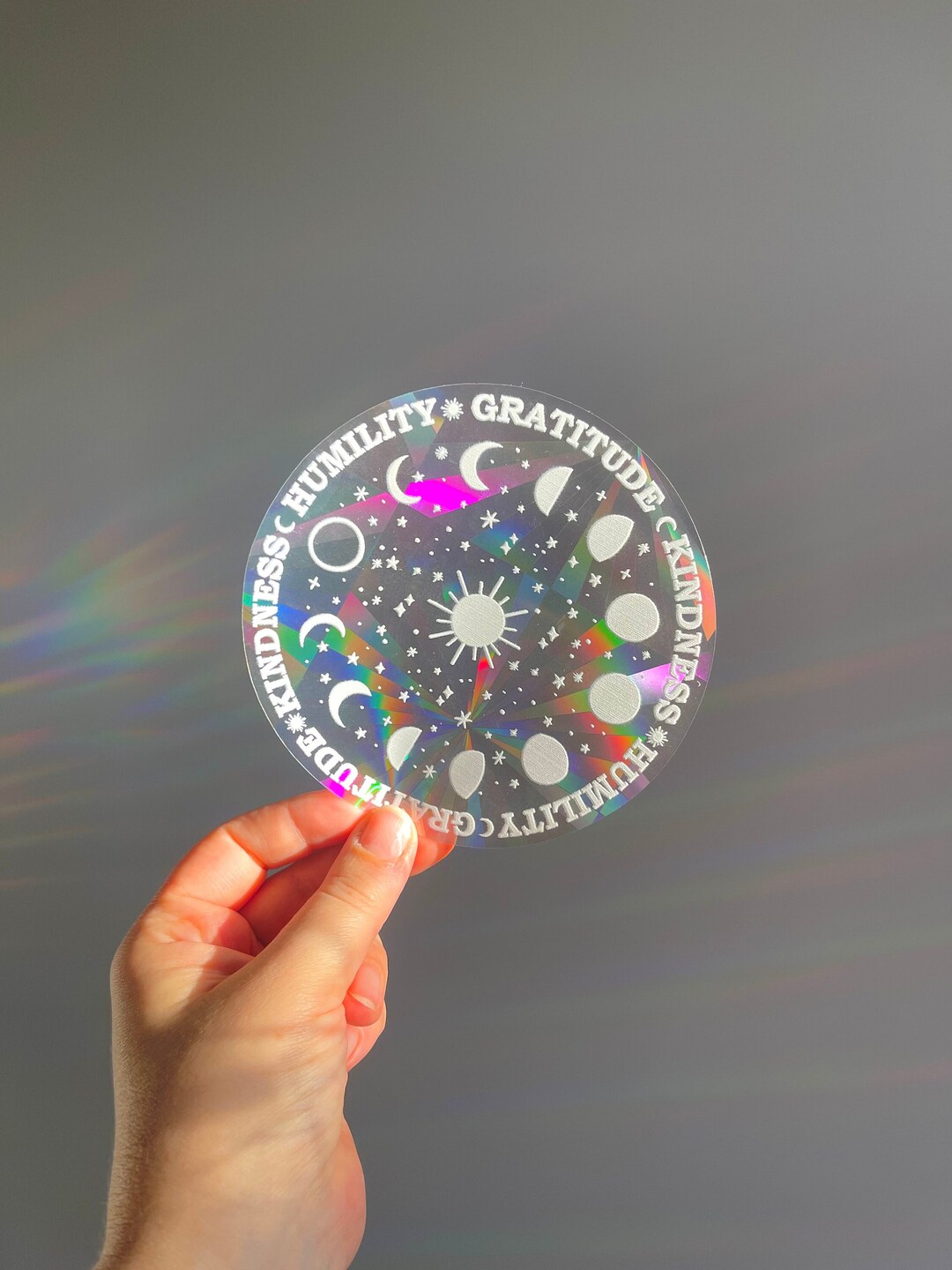 Moon Phases Suncatcher Sticker Window Decal Rainbow Maker, Kindness ...