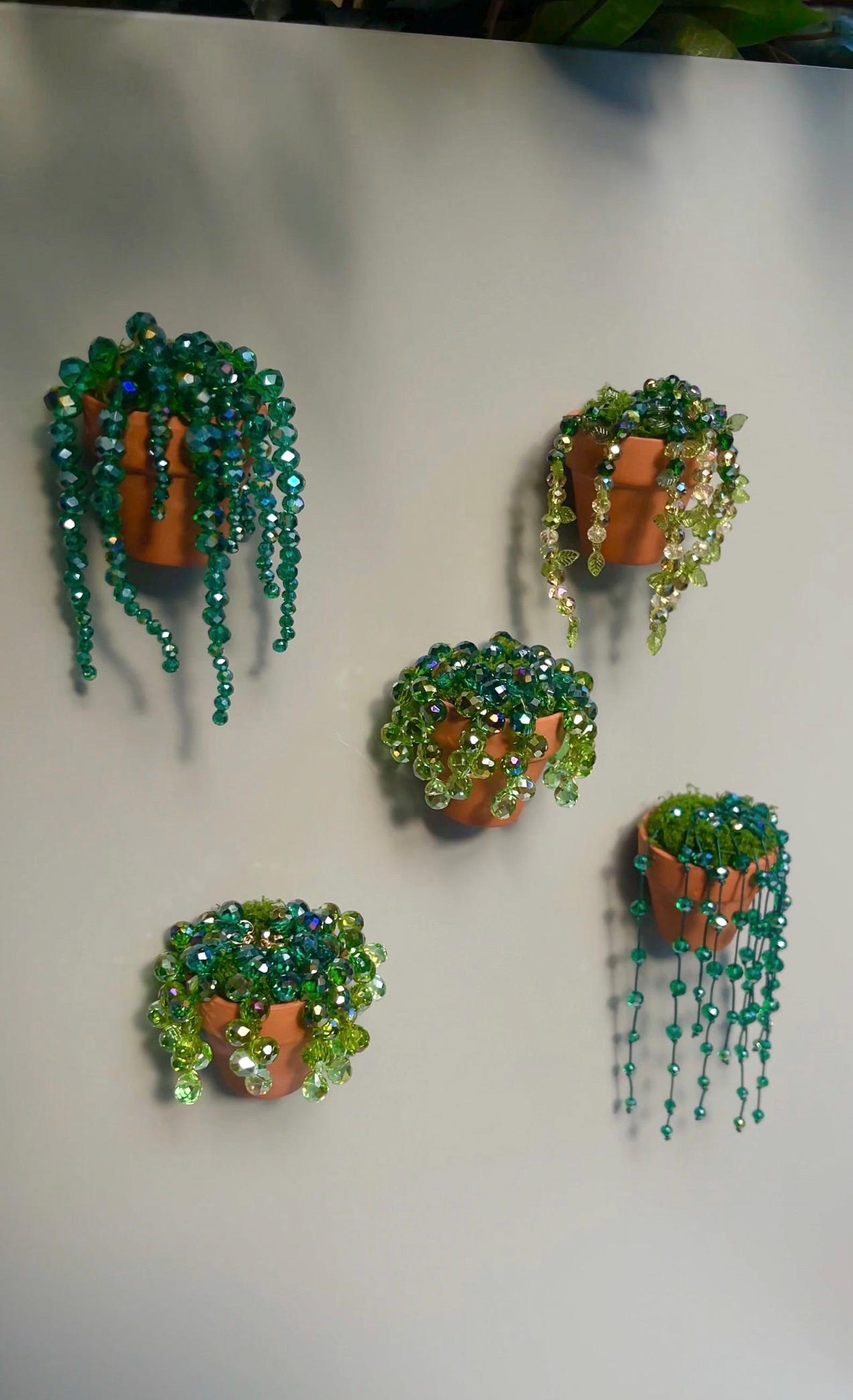 Beaded Plant Fridge Magnet Terracotta Potted Plant Magnets, Crystal ...