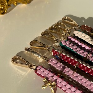 Miu Miu Inspired Faux Leather Keychain Braided Bag Charm Scoubidou Key ...