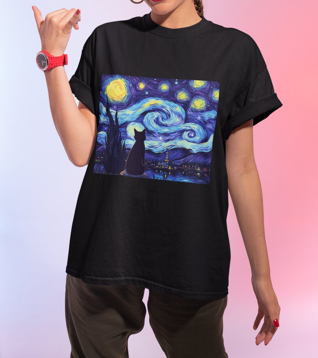 Vincent Van Goth the Starry Night Inspired Cat T Shirt Van - Etsy