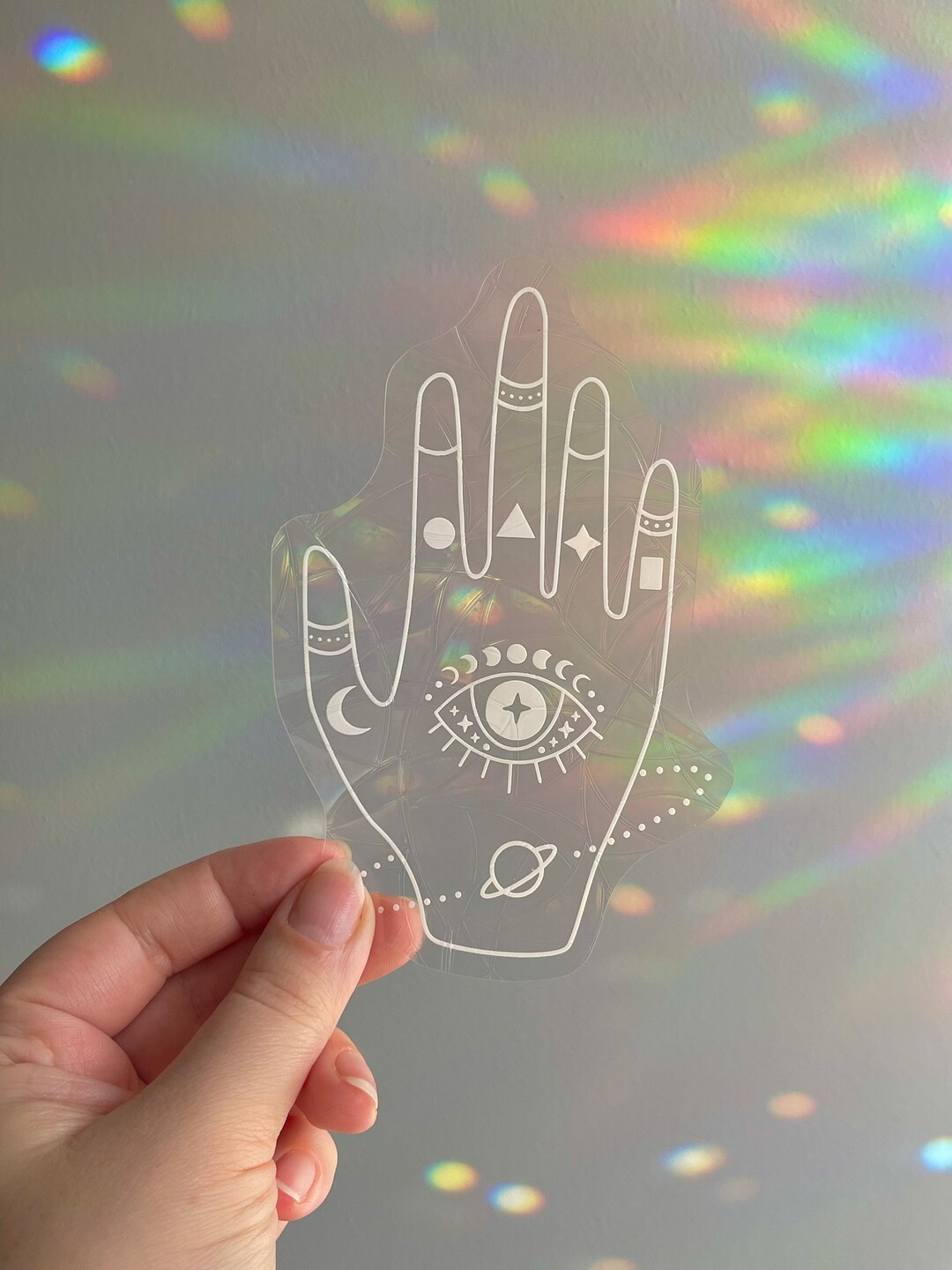 Astrology Sun Catcher Sticker, Boho Suncatcher Sticker, Rainbow Window ...