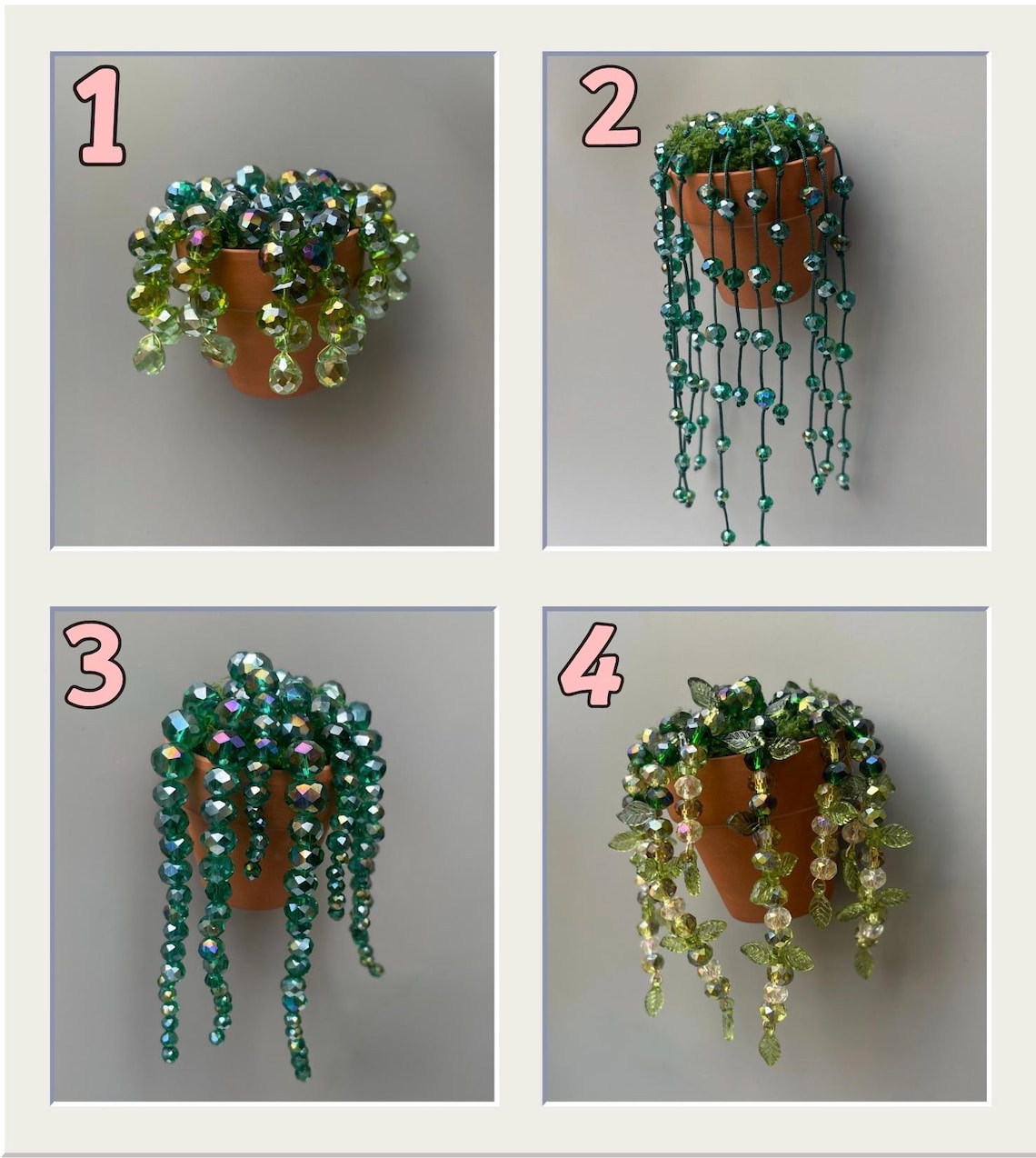 Beaded Plant Fridge Magnet Terracotta Potted Plant Magnets, Crystal ...