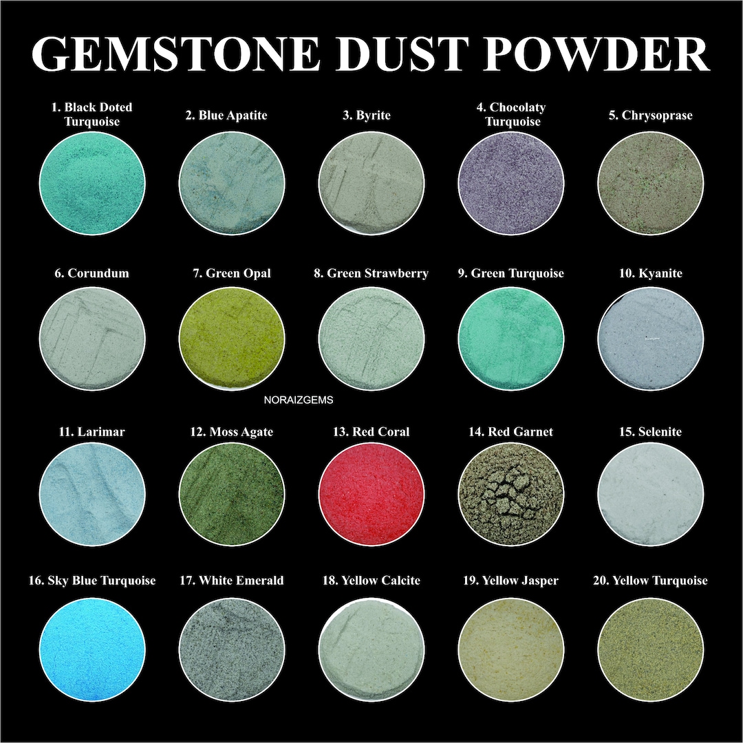 20 Crushed Gemstone Dust Powder, Fine Raw Stone Dust Powder for Ring ...