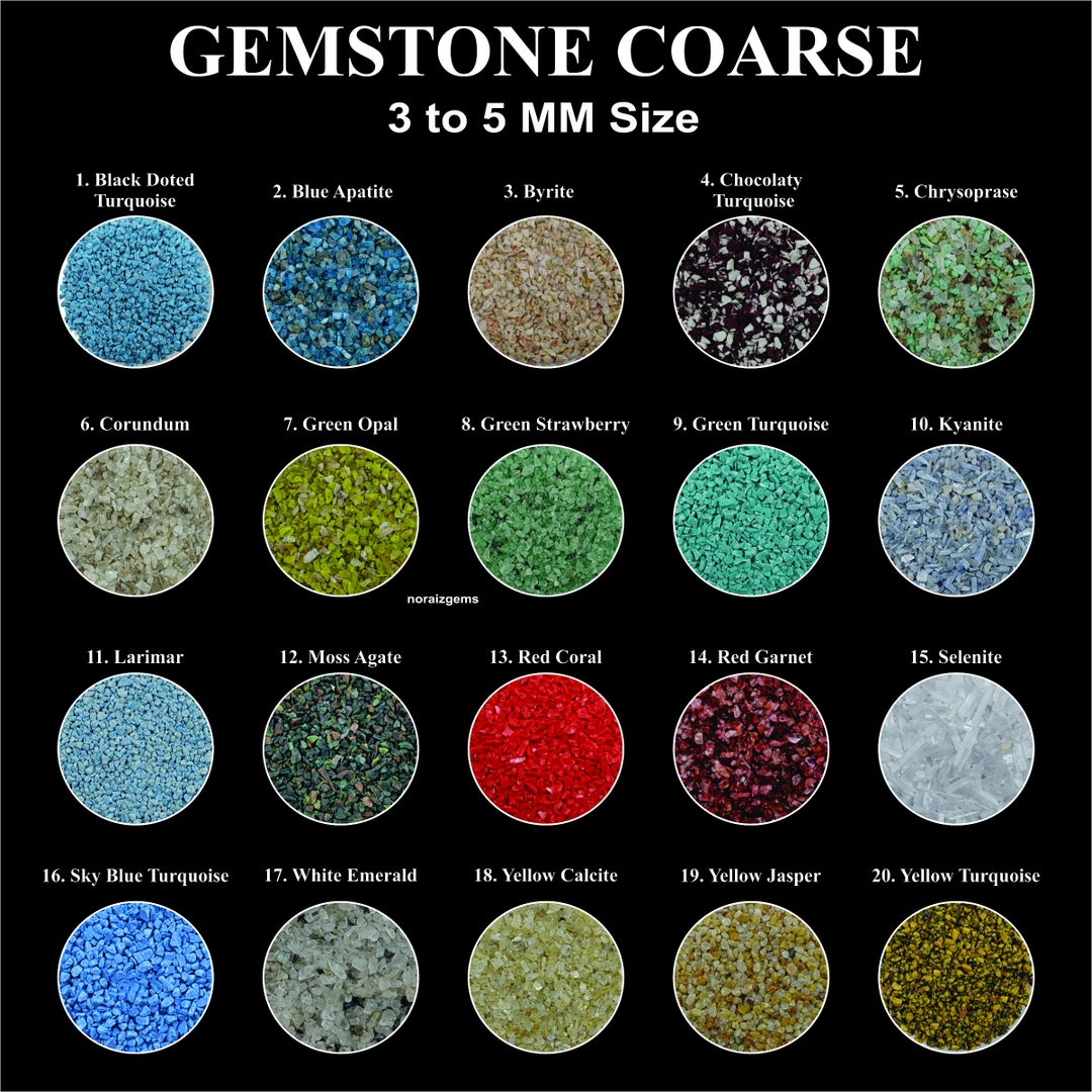 20 Crushed Gemstone Coarse 3-5 MM Raw Stone Crushed Powder for Ring ...