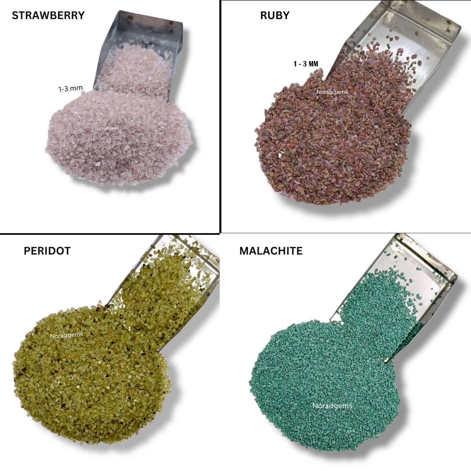 20 Crushed Gemstone Coarse Powder, 1-3 MM Raw Stone Powder for Ring ...