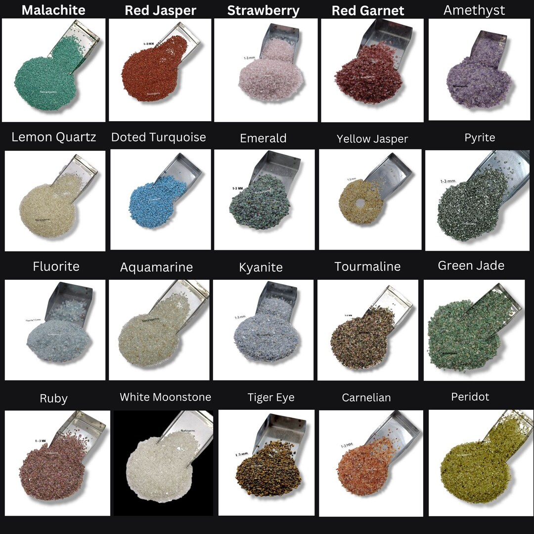 20 Crushed Gemstone Coarse Powder, 1-3 MM Raw Stone Powder for Ring ...
