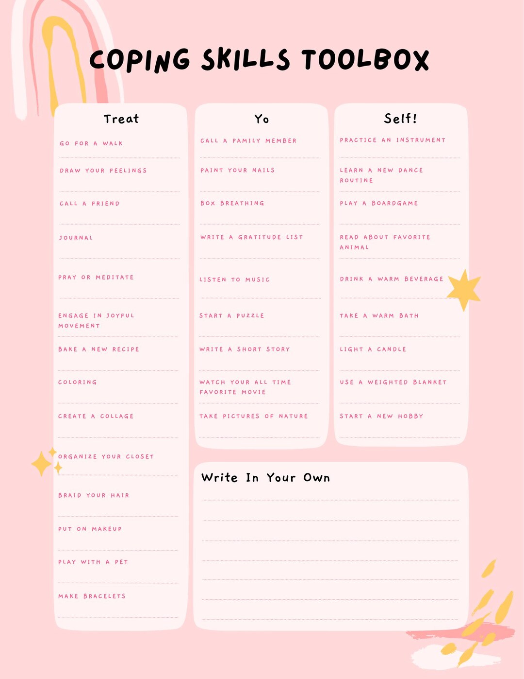 Coping Skills Toolbox Printable - Etsy