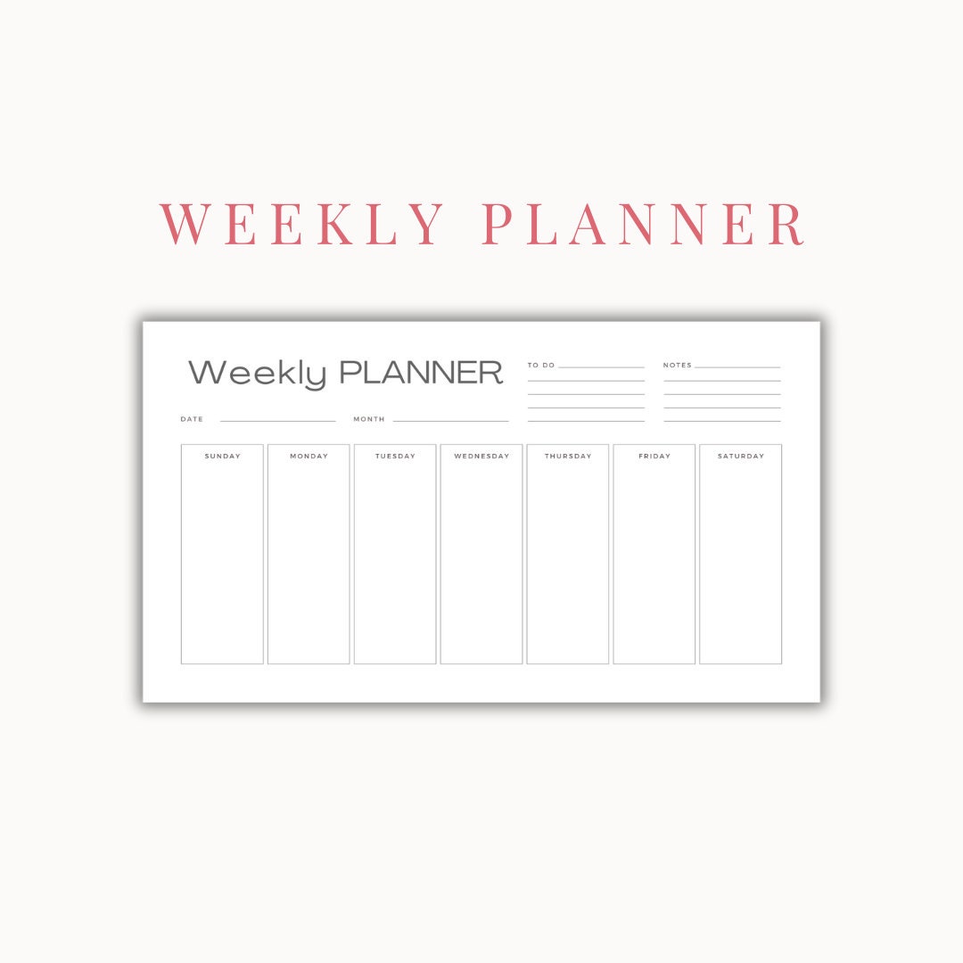 Weekly Calendar - Downloadable - Printable Calendar - Simple ...