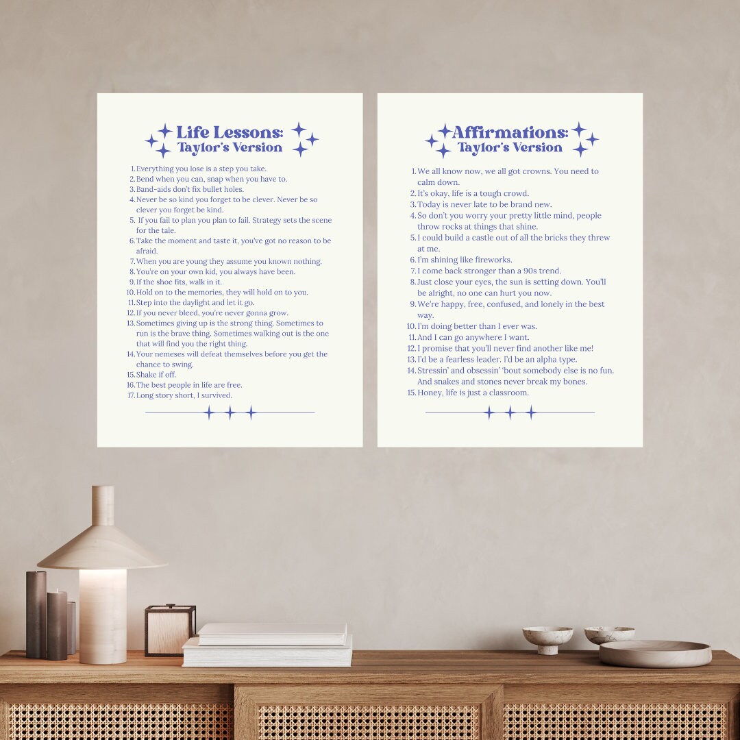 Life Lessons & Affirmations | Taylor Swift | T. Swift | Swiftie | Decor ...