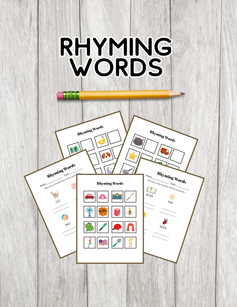 Rhyming Words Kids Worksheet Activity Printables - Etsy