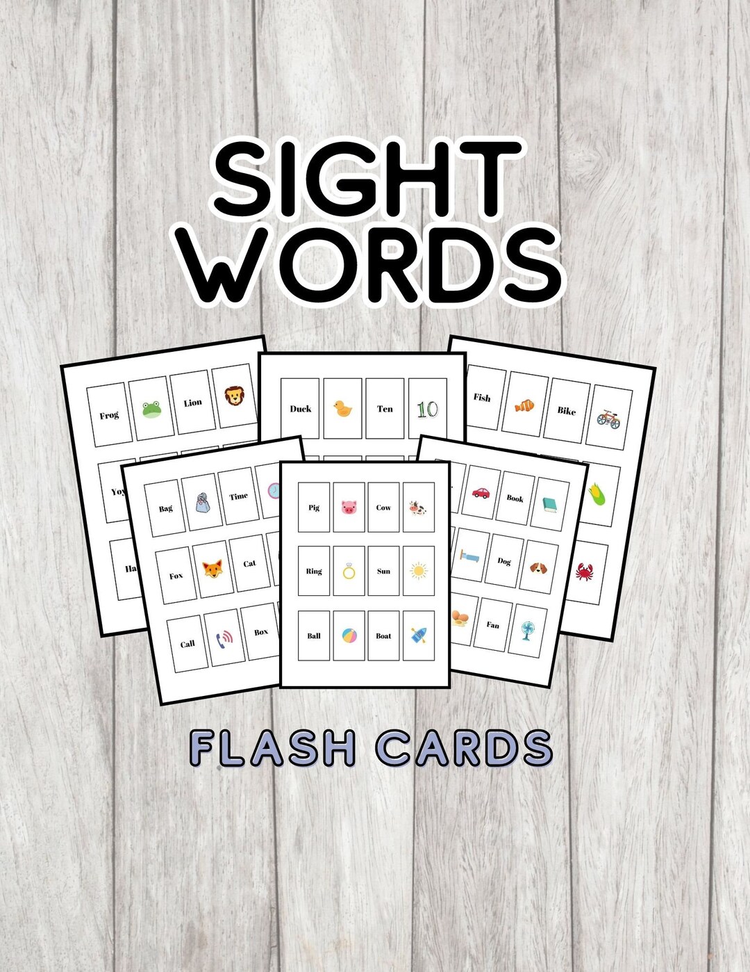 36 Sight Words Flash Cards Early Reading Preschool Kindergarten ...