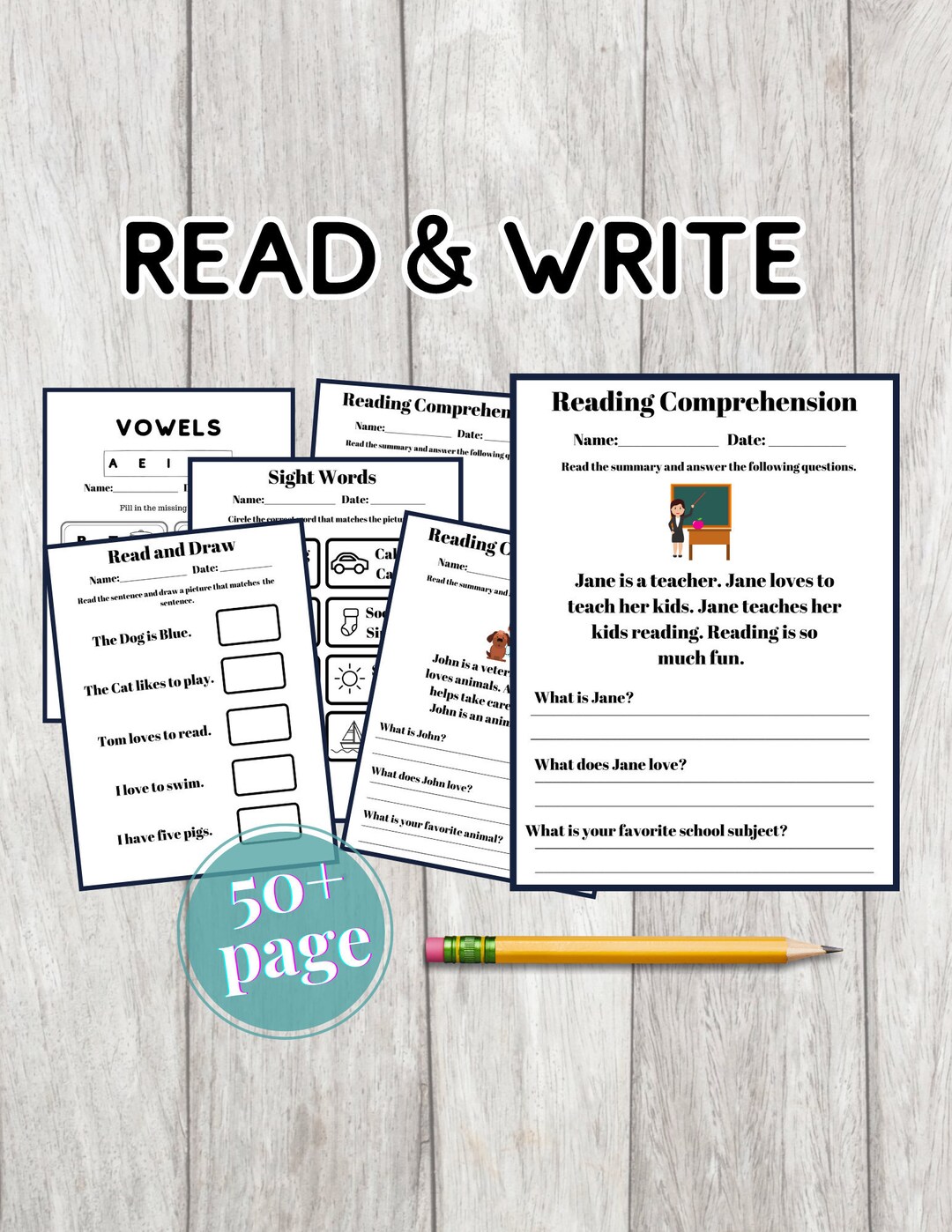 50 Homeschool Kindergarten First Grade Worksheets Bundle - Etsy