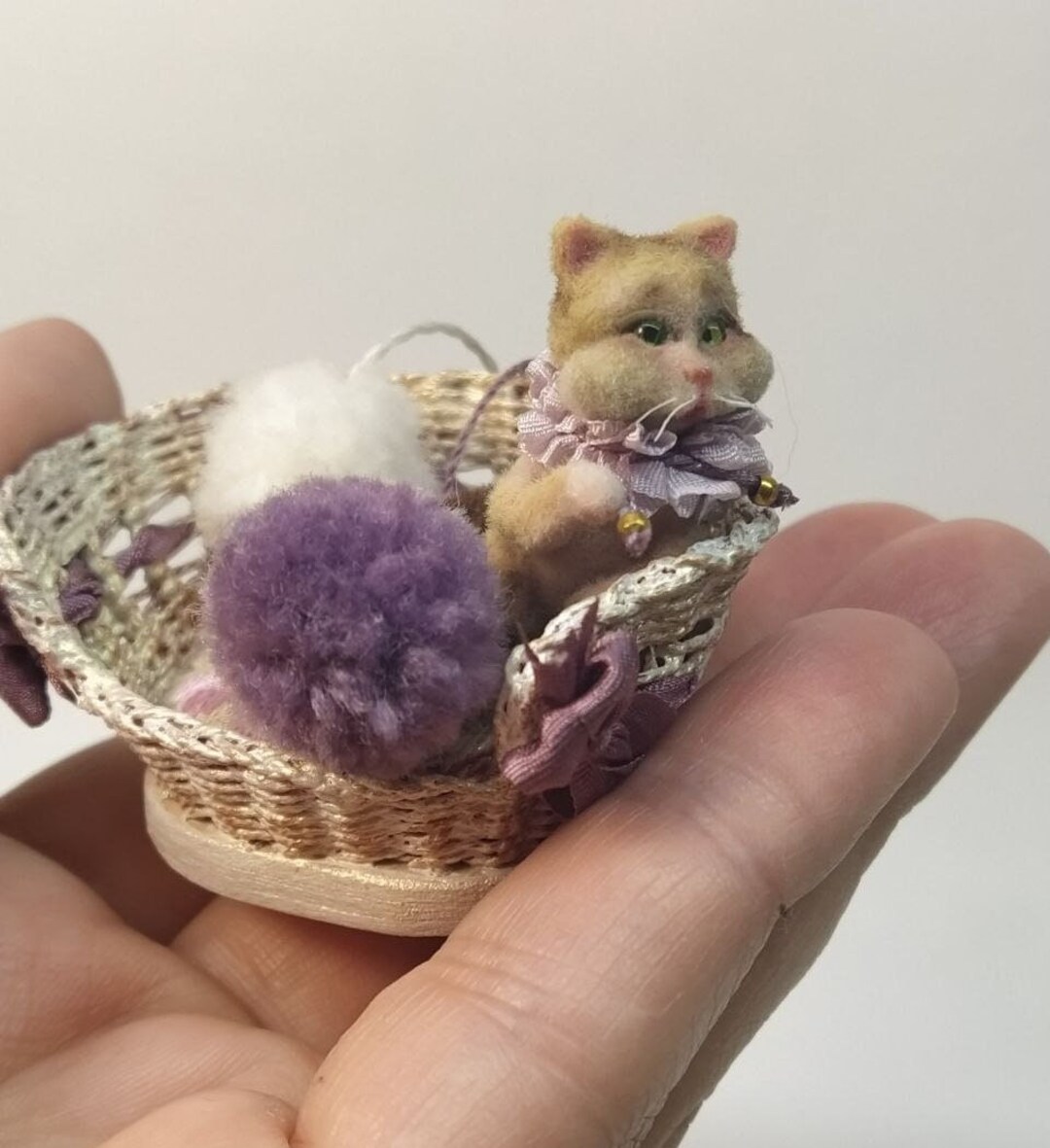 Cute Cat in a Wicker Basket in 12th Scale. - Etsy