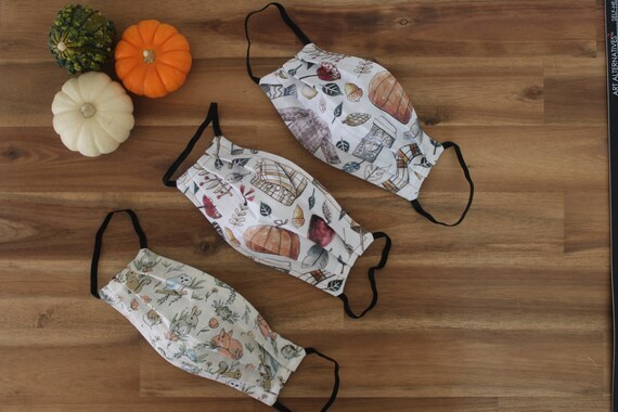 Harvest and Woodland Creatures Face Mask | Etsy